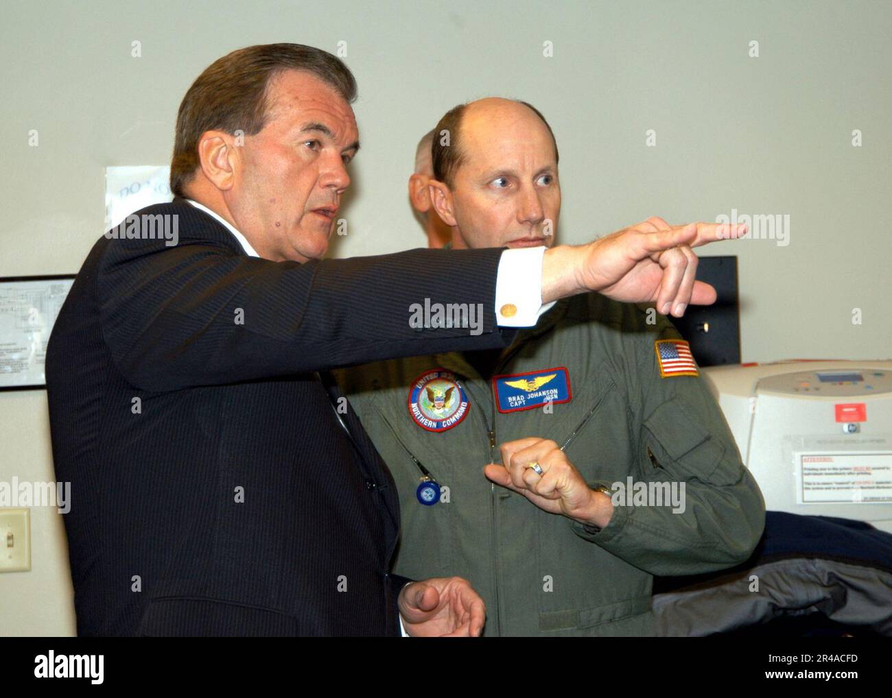 US Navy Secretary of Homeland Security Tom Ridge, left, and Navy Stock ...