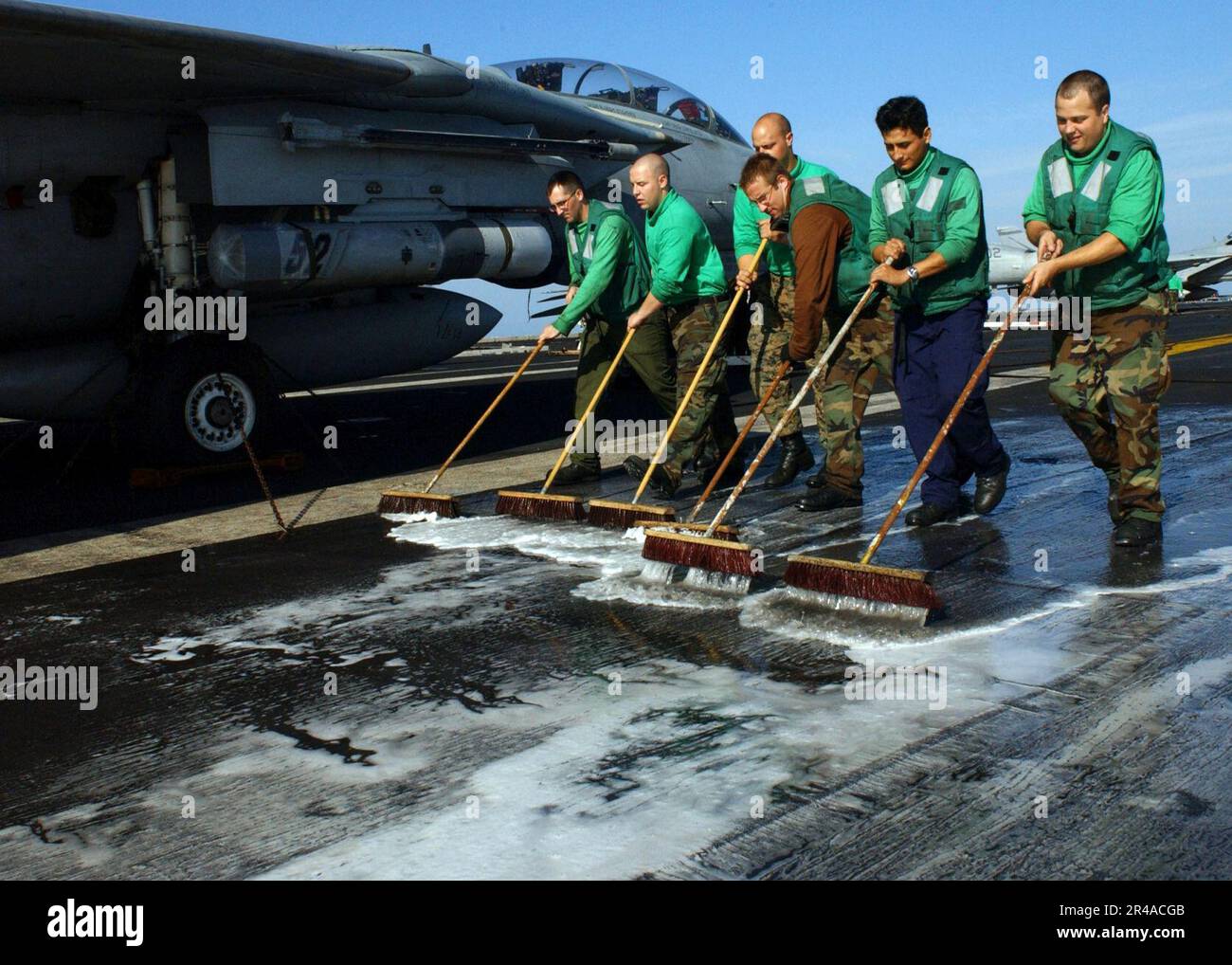US Navy Sailors assigned to the Air Department conduct a Scrub Exercise ...