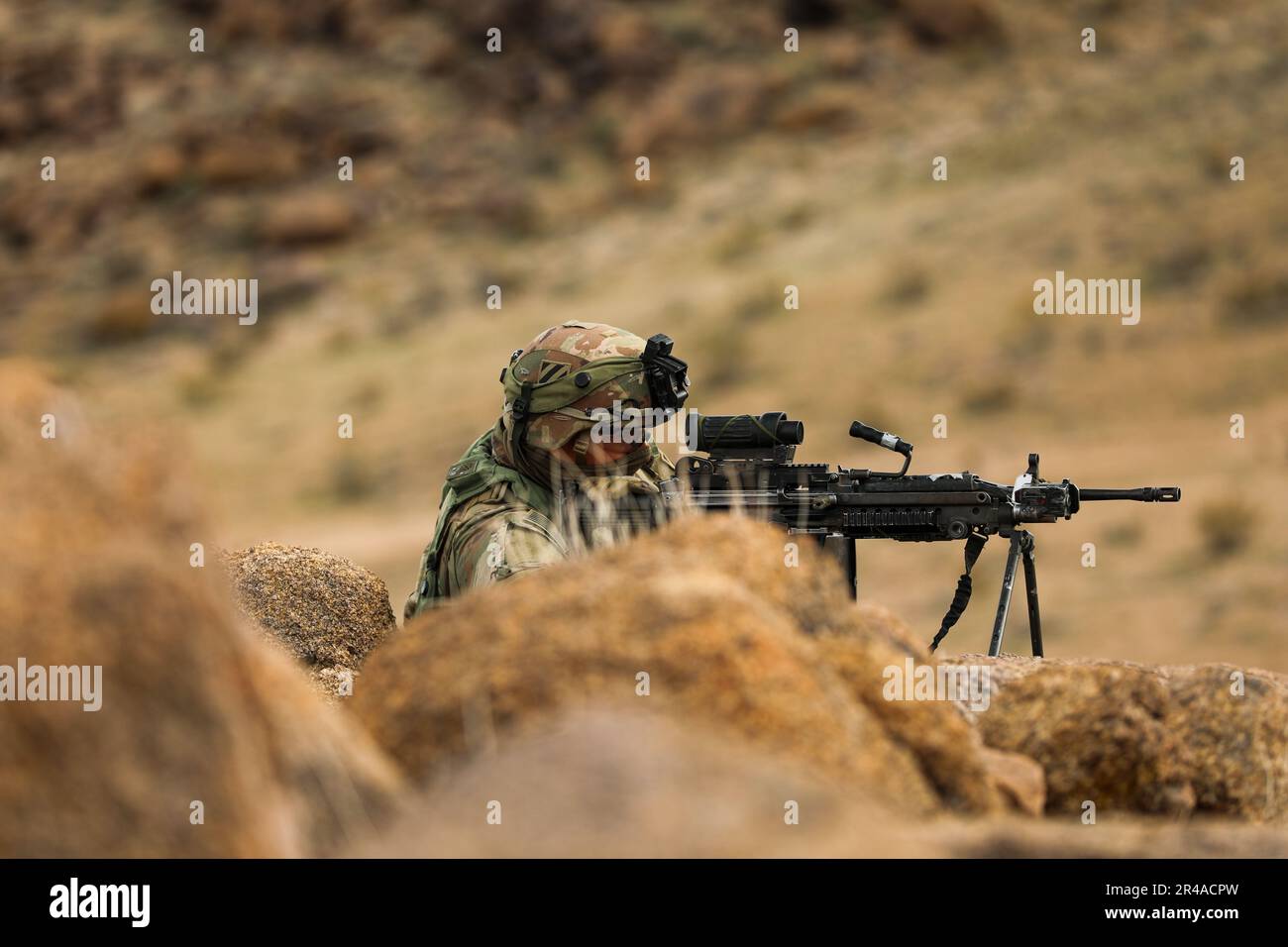 A U.S. Soldier assigned to the "Spartan Brigade," 2nd Armored Brigade ...