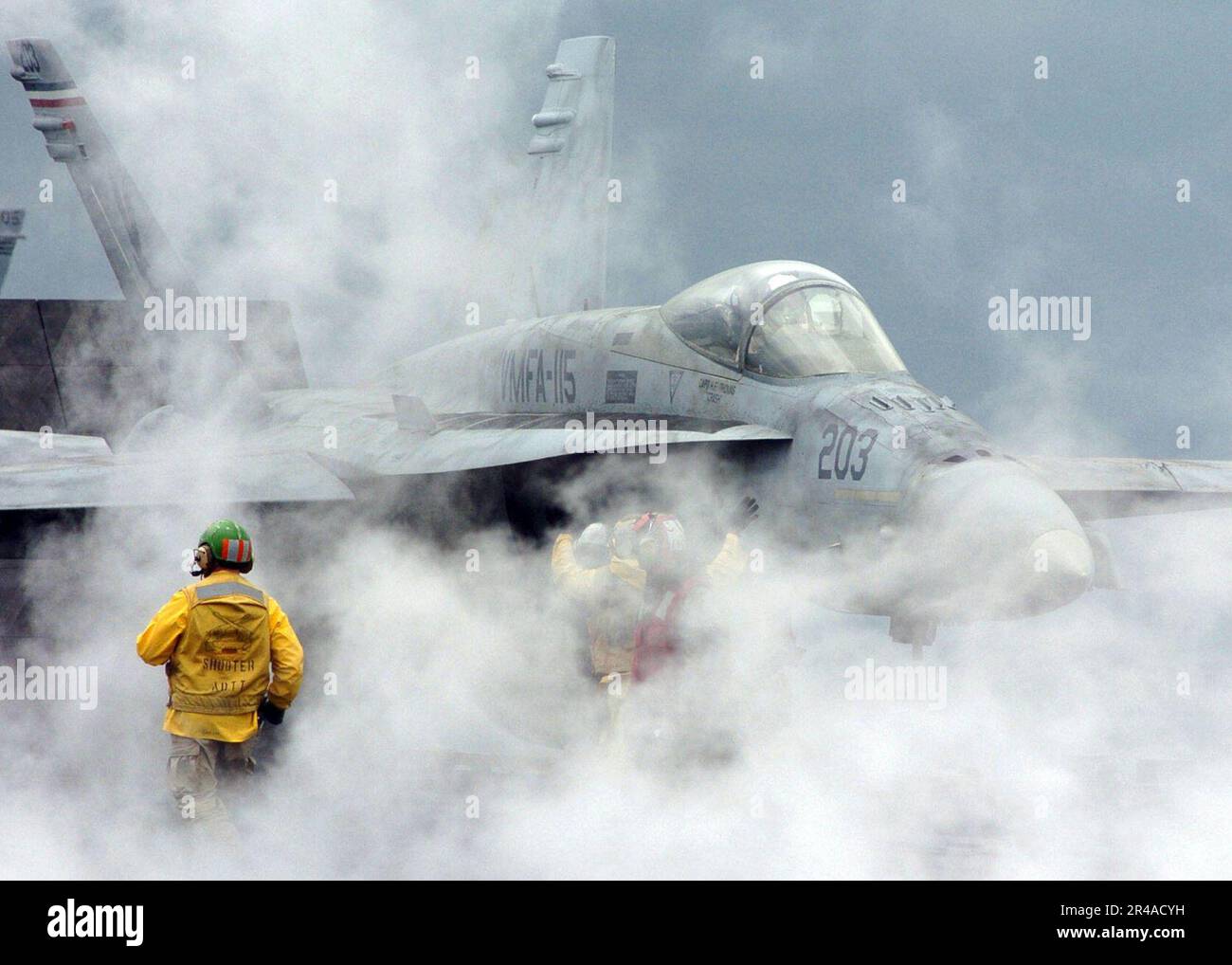 US Navy An F-A-18 Hornet assigned to the Silver Eagles of Marine ...