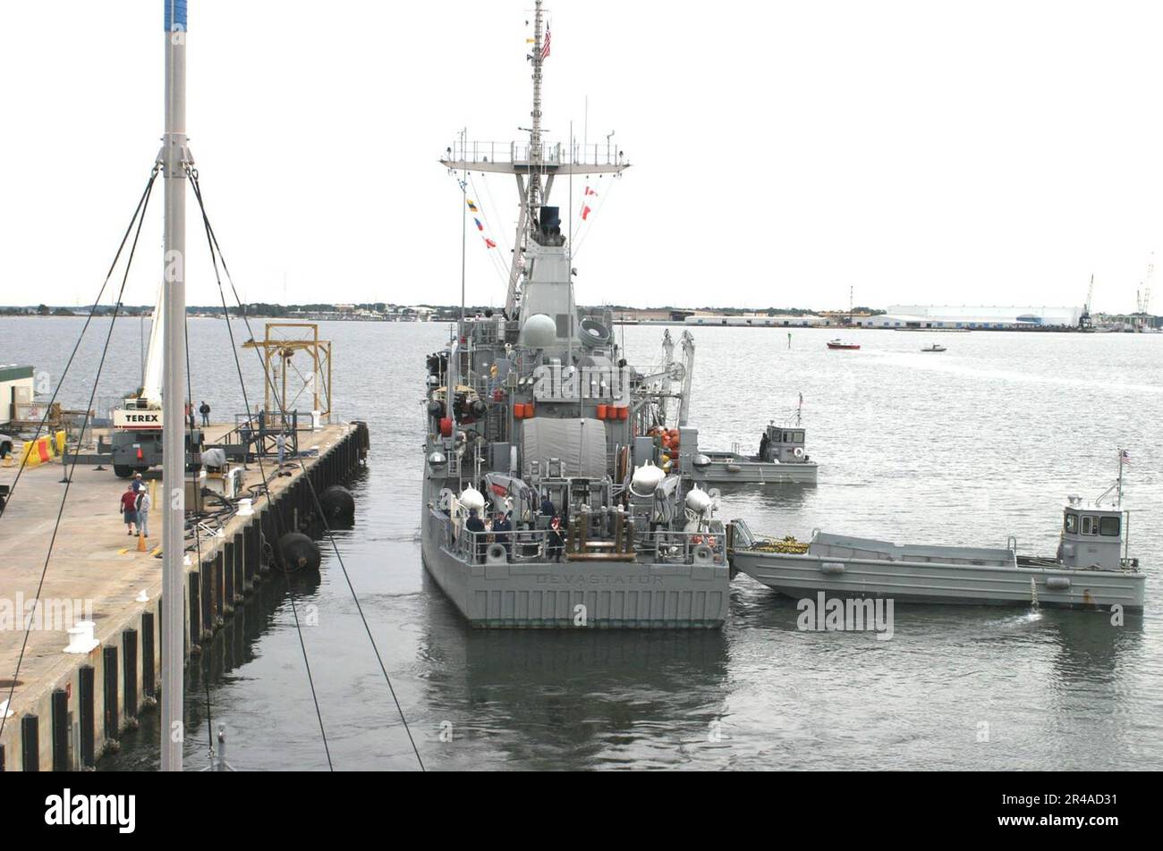 US Navy The mine countermeasure ship USS Devastator (MCM 6) receives ...