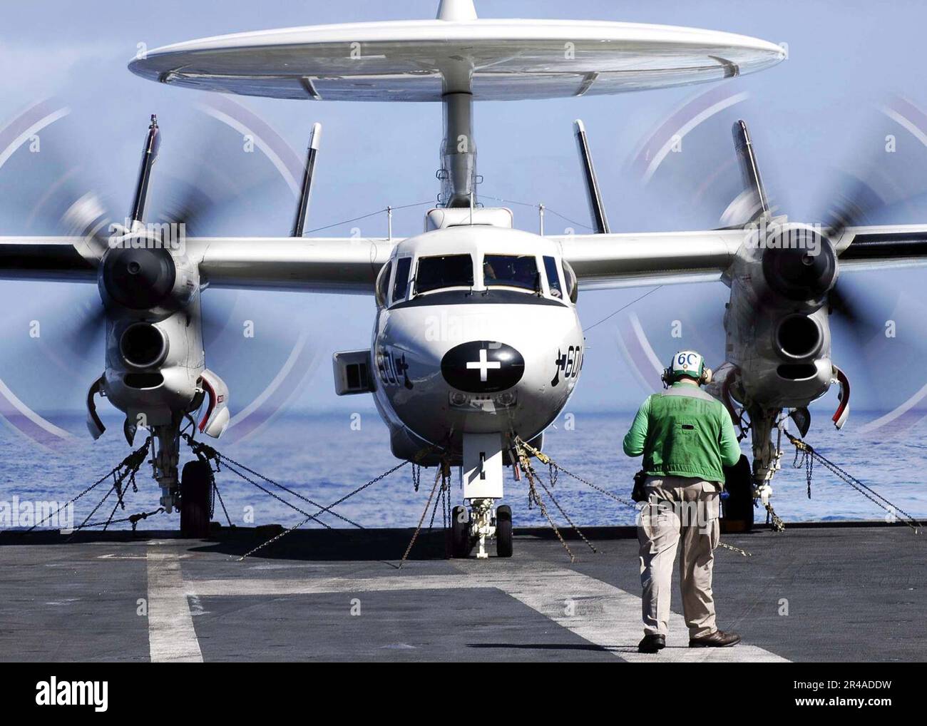 US Navy An E-2C Hawkeye places engines in full military aboard the ...