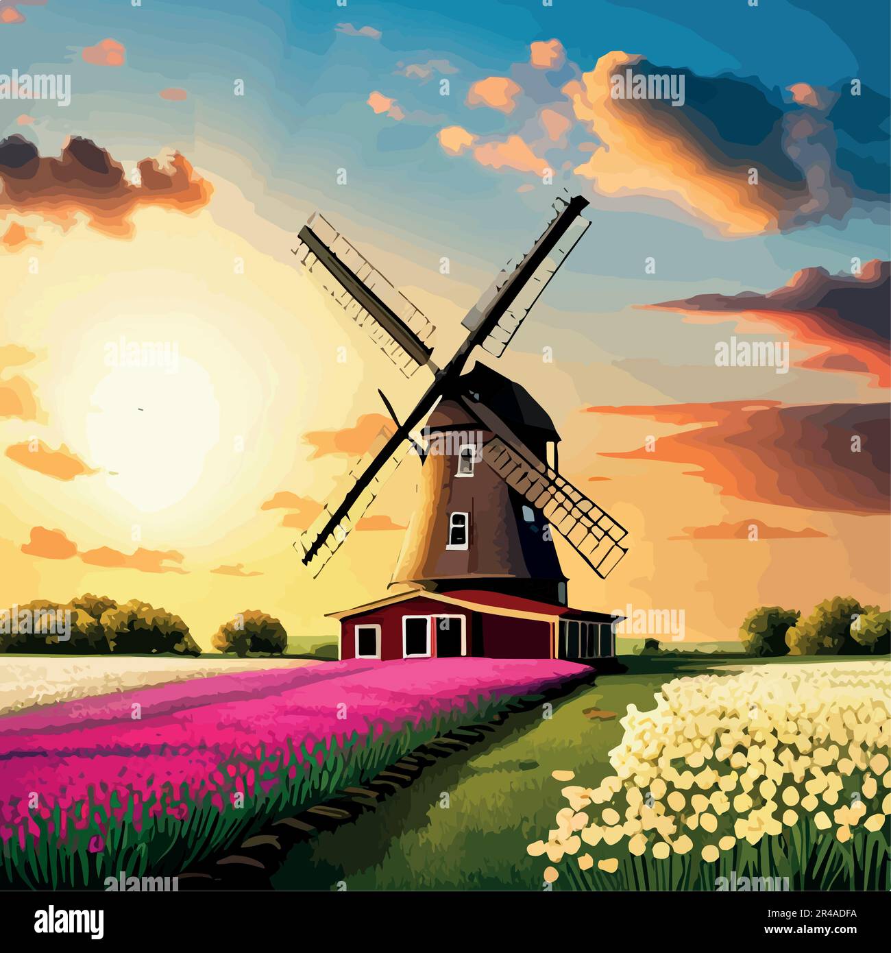 Beautiful original oil painting landscape Stock Vector Images - Alamy