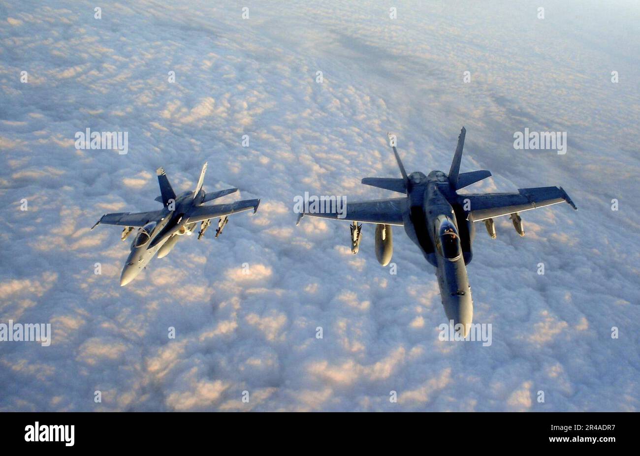 US Navy Two F-A-18C Hornets assigned to the Gunslingers of Strike ...