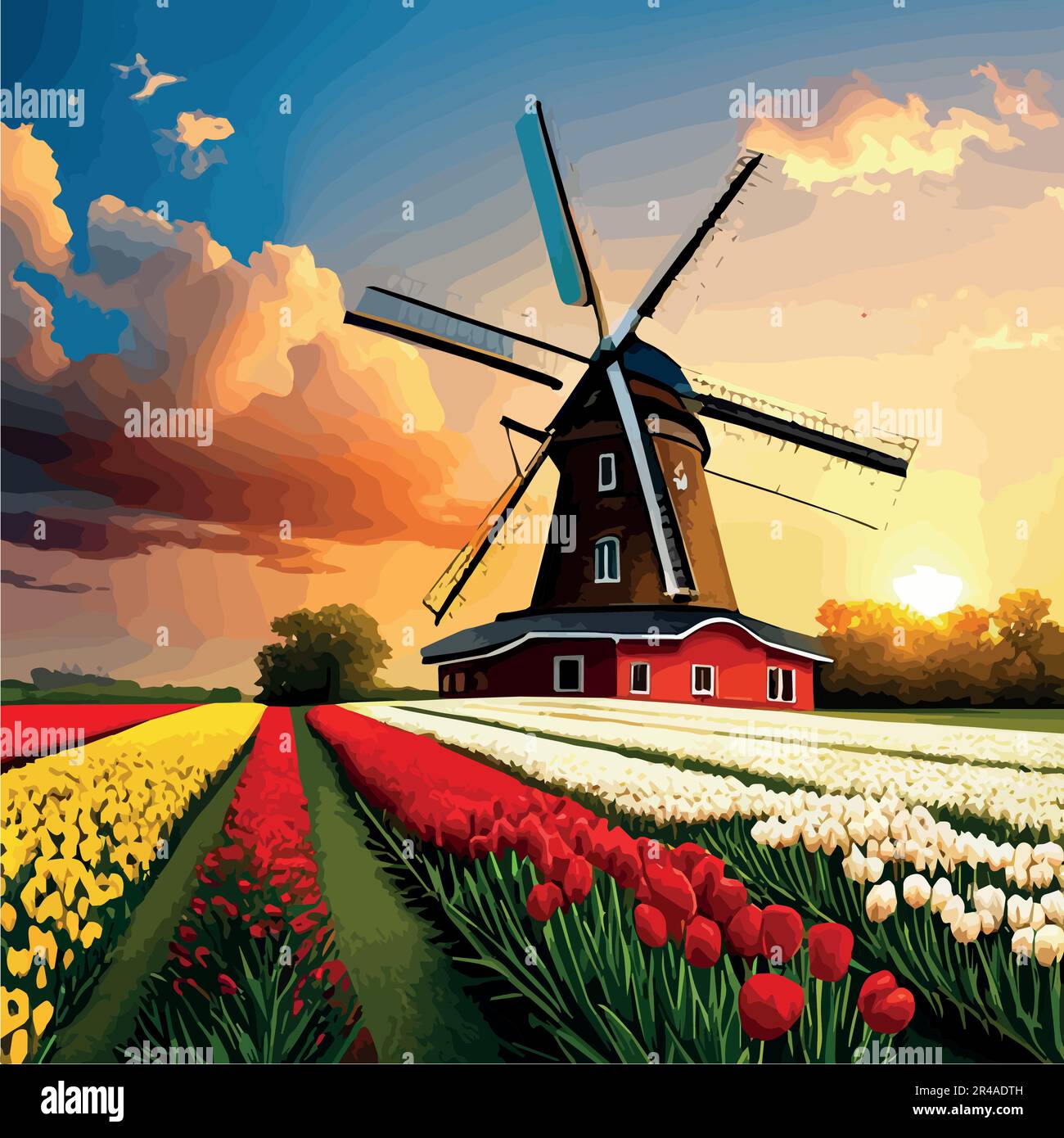Dutch landscape painting Stock Vector Images - Alamy