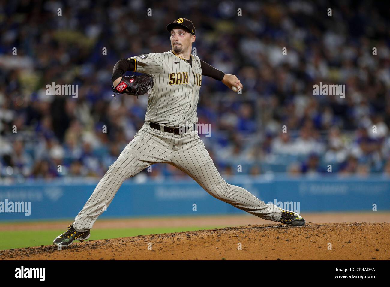 San Diego Padres pitcher Blake Snell (4) throws to the plate during a ...