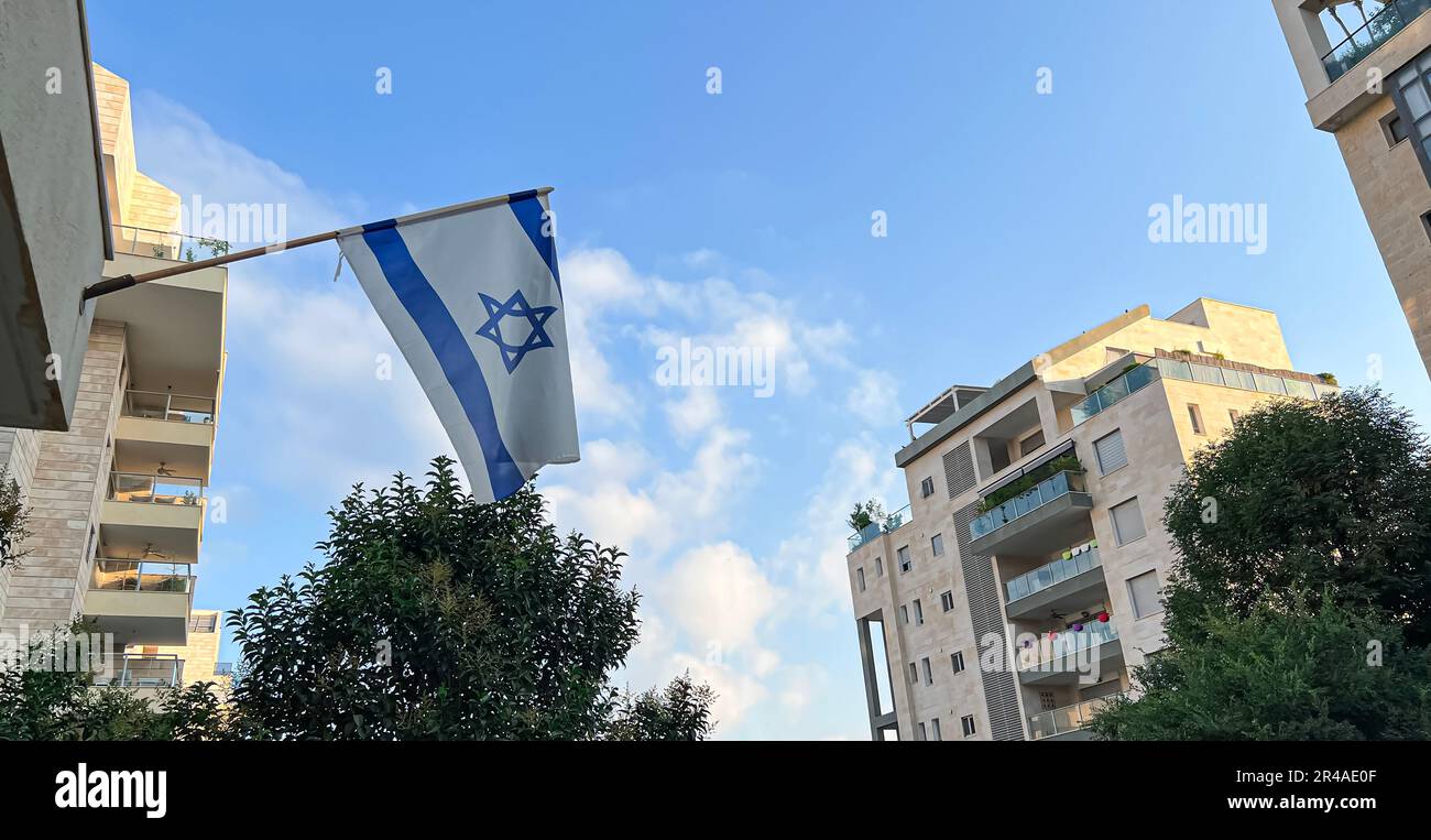Flag of Israel on city street Stock Photo - Alamy