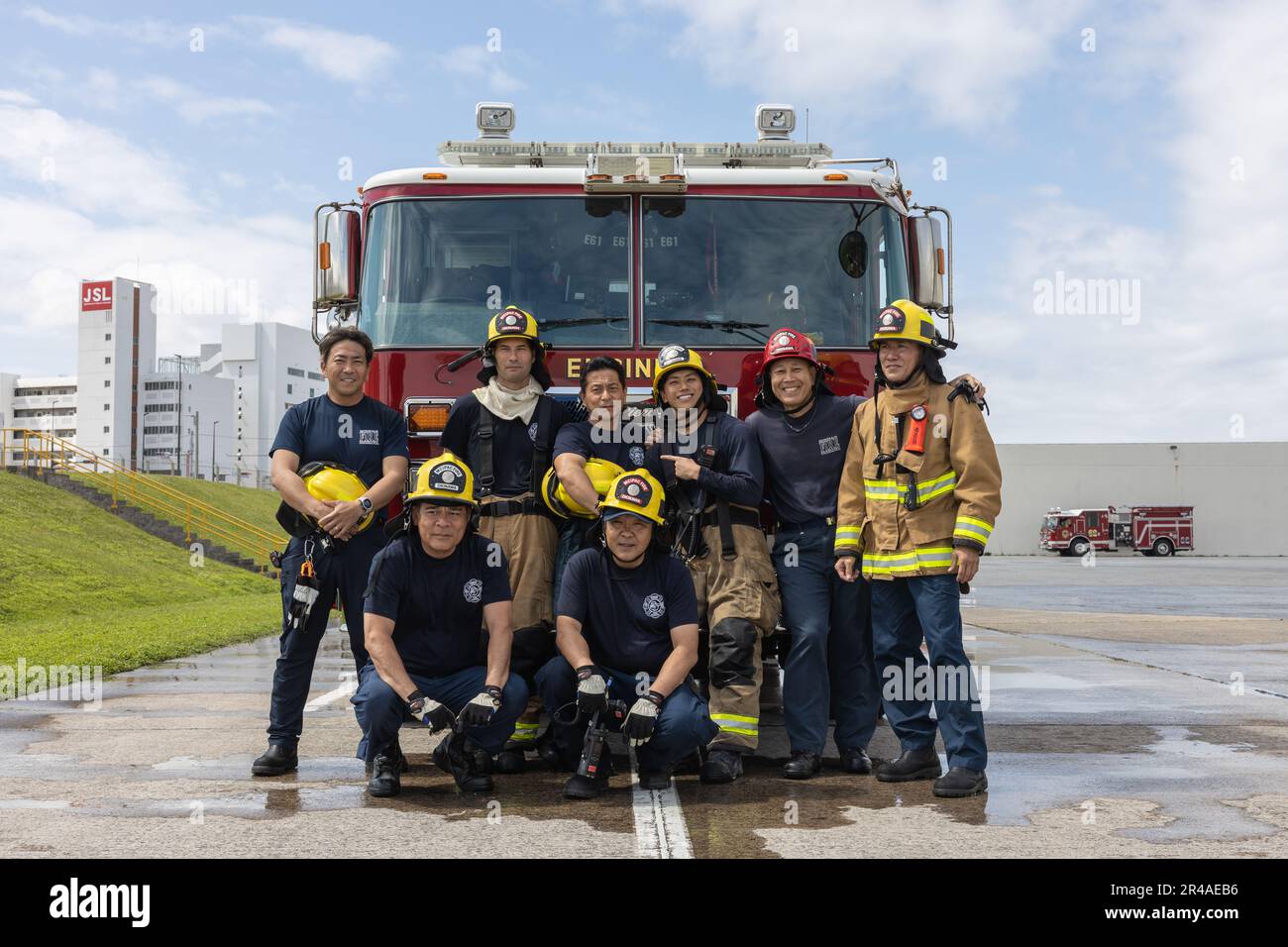 Firefighters with Camp Kinser Fire Station, Marine Corps Installations ...