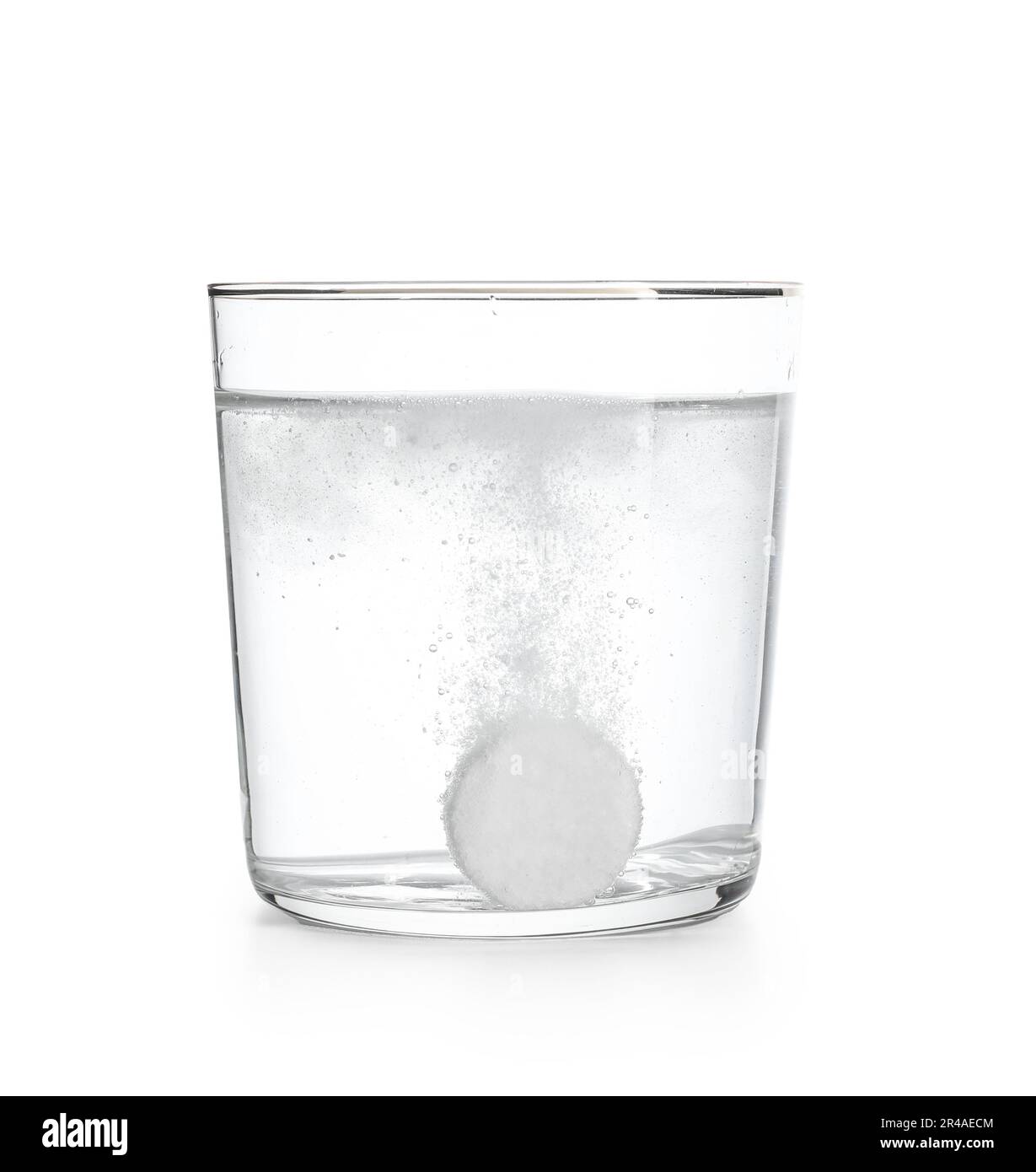 Glass of water with soluble tablet isolated on white background Stock ...