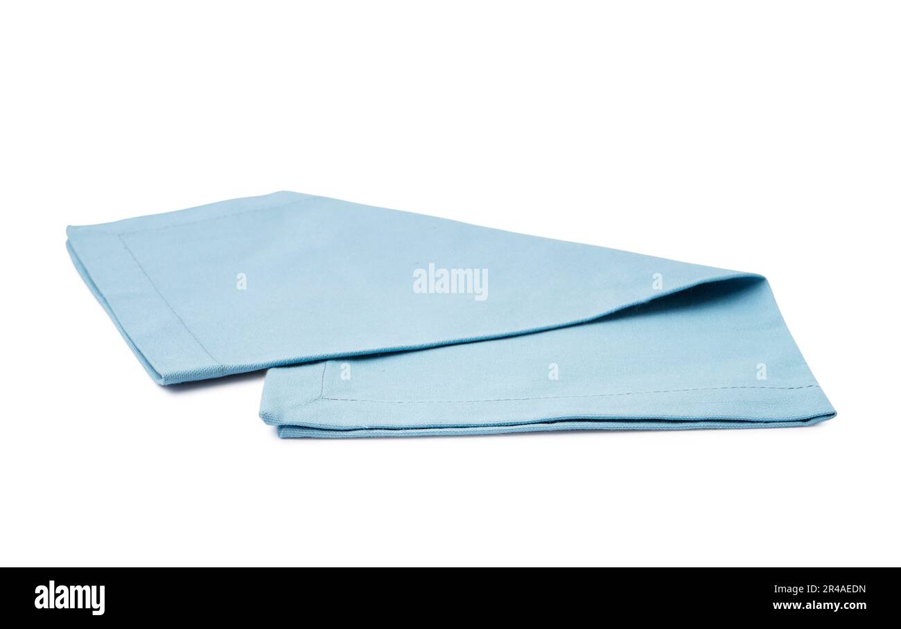 Blue folded napkin isolated on white background Stock Photo - Alamy