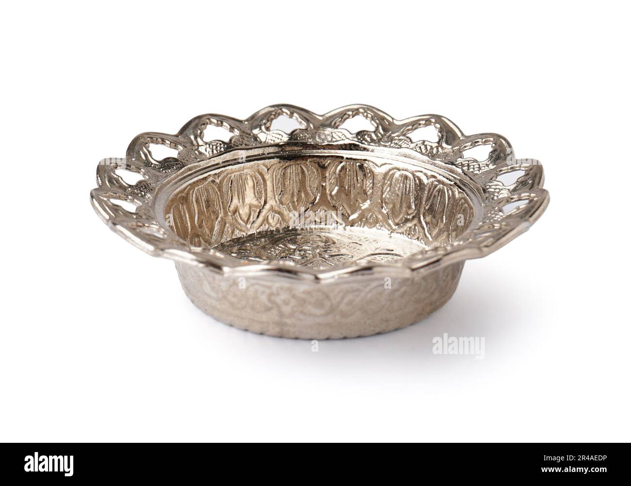 Vintage silver dish isolated on white background Stock Photo - Alamy