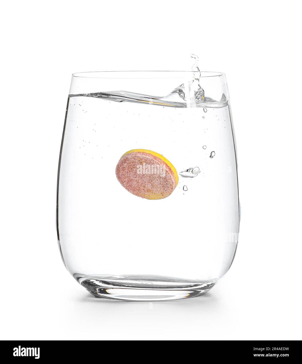 Glass of water with soluble tablet isolated on white background Stock ...