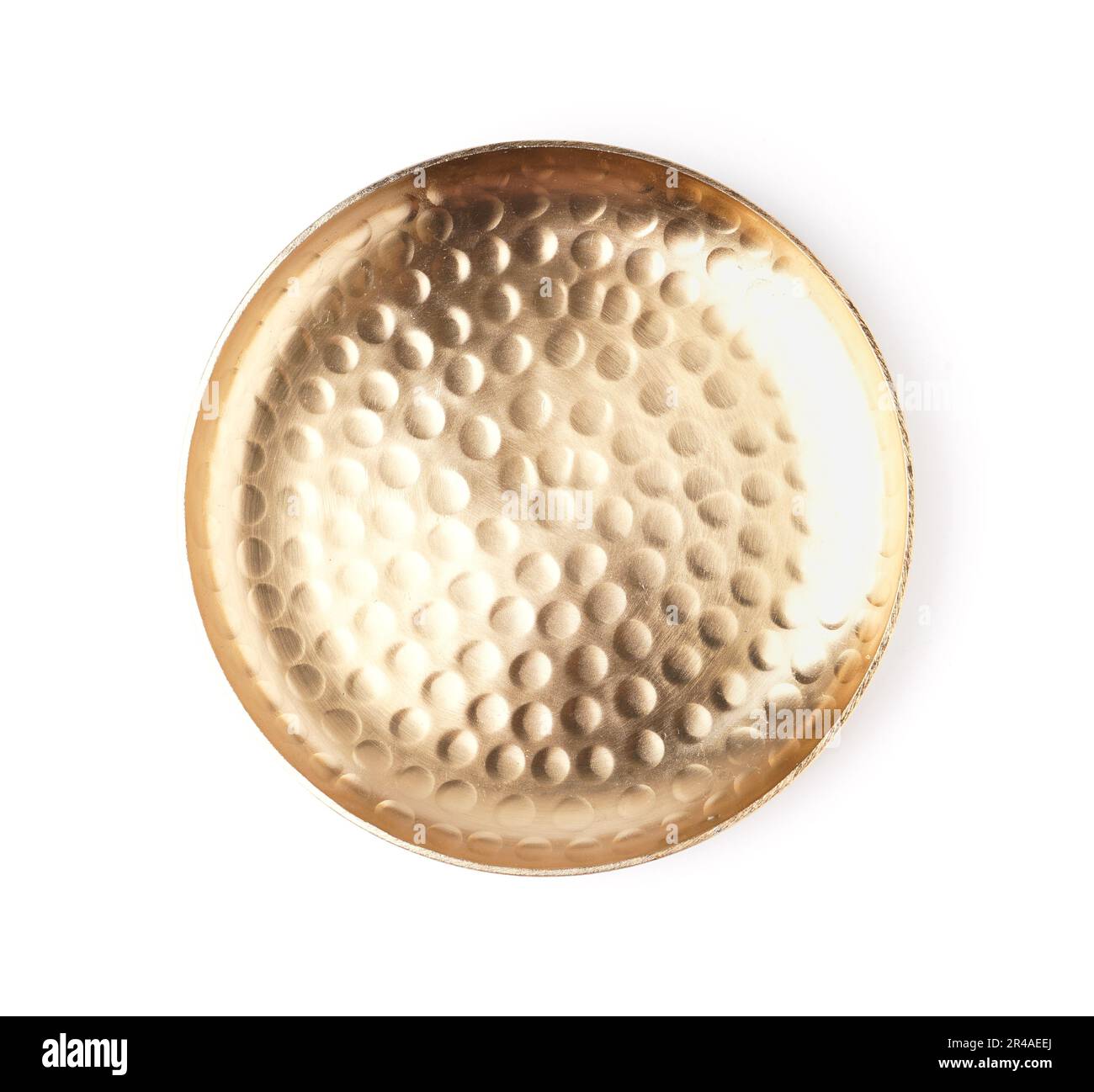 Shiny golden plate isolated on white background Stock Photo - Alamy