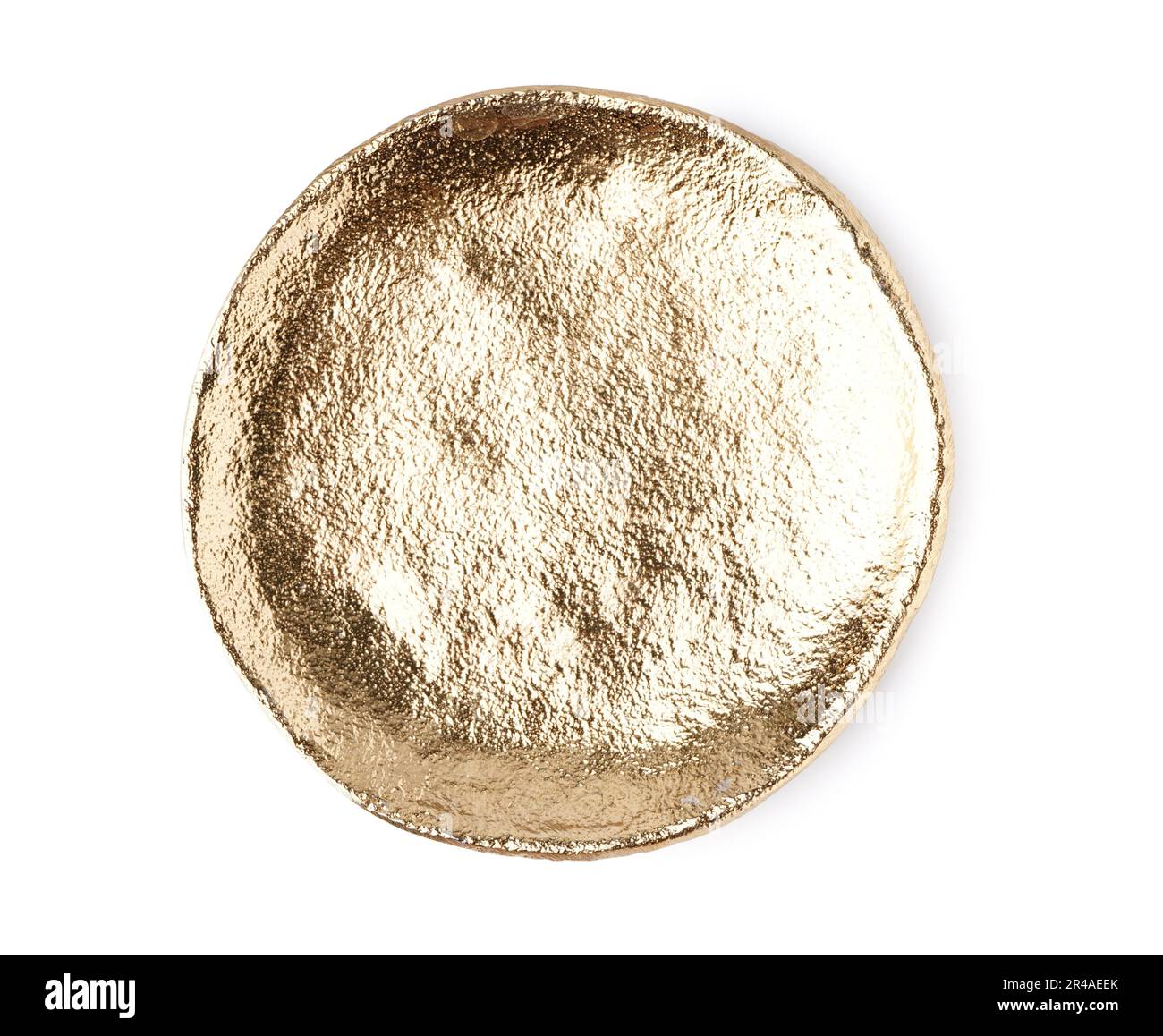 Shiny golden plate isolated on white background Stock Photo - Alamy