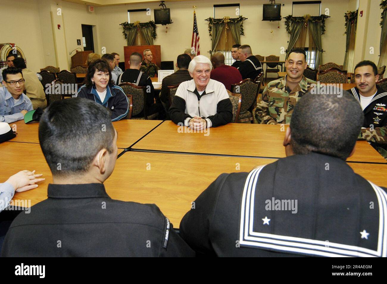 US Navy Congressman Jerry Lewis (R-Calif.), speaks with Sailors from ...