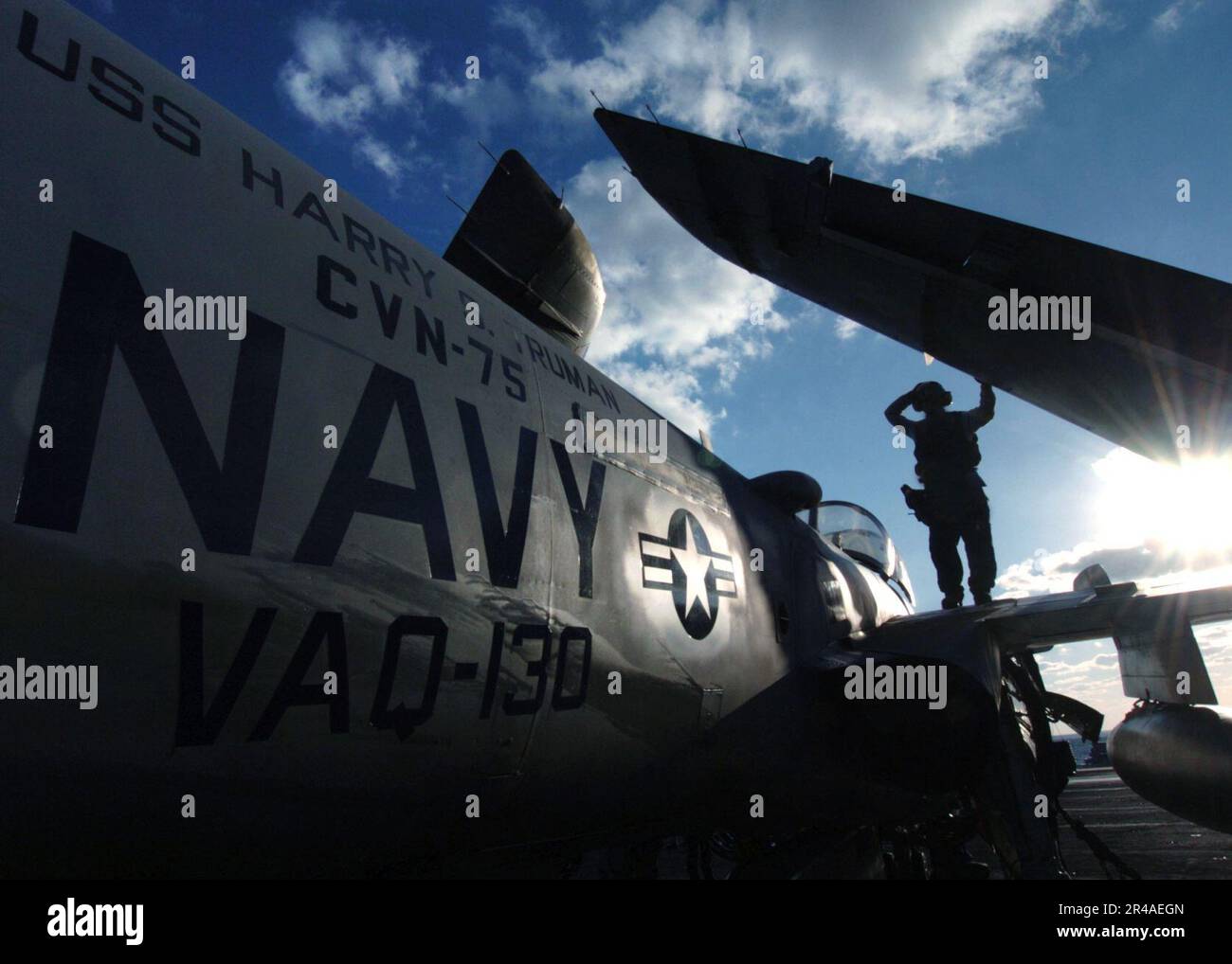 US Navy A Sailor assigned to the Zappers of Electronic Attack Squadron ...