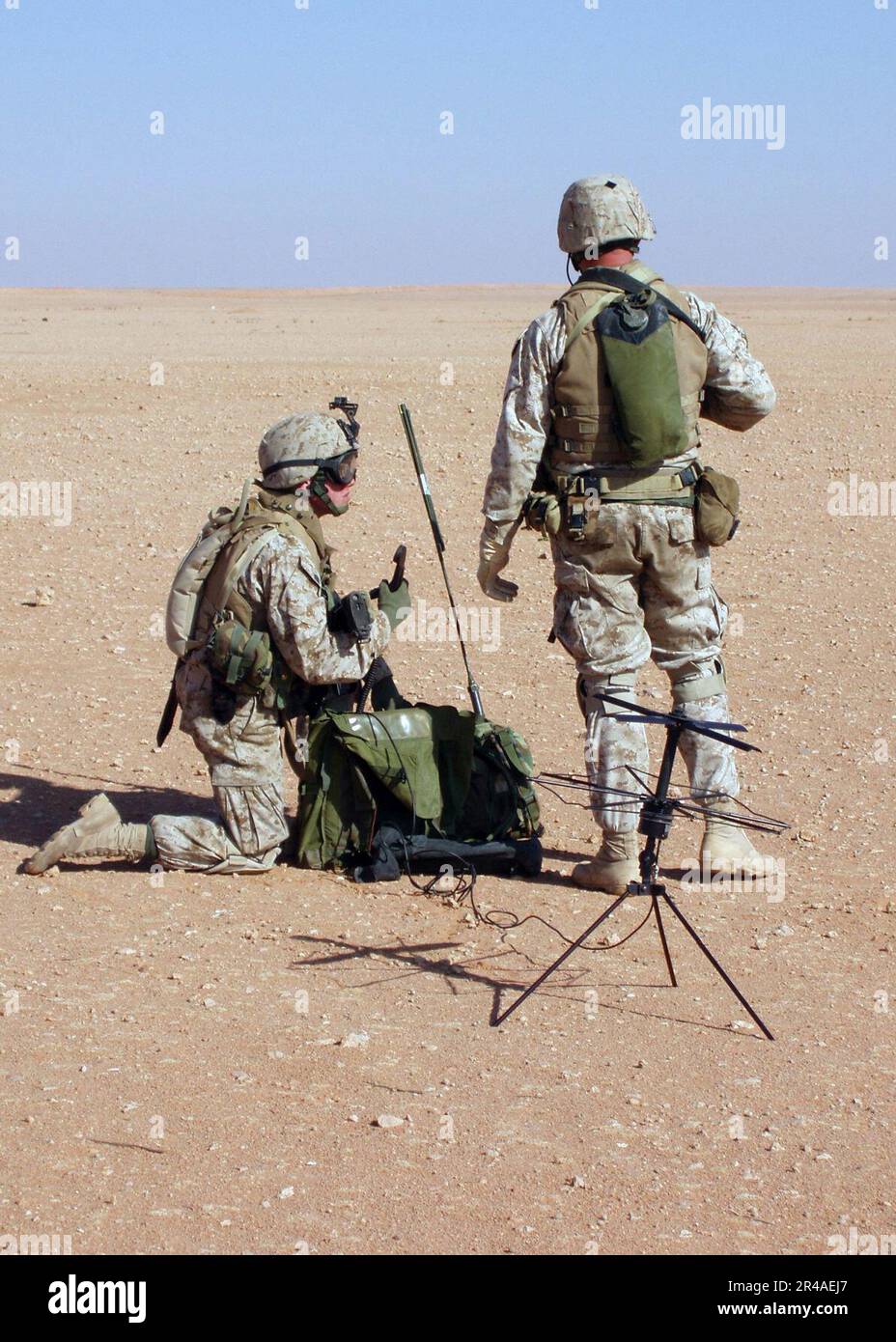 US Navy Members of a U.S. Marine Corps Quick Reaction Force set up a ...