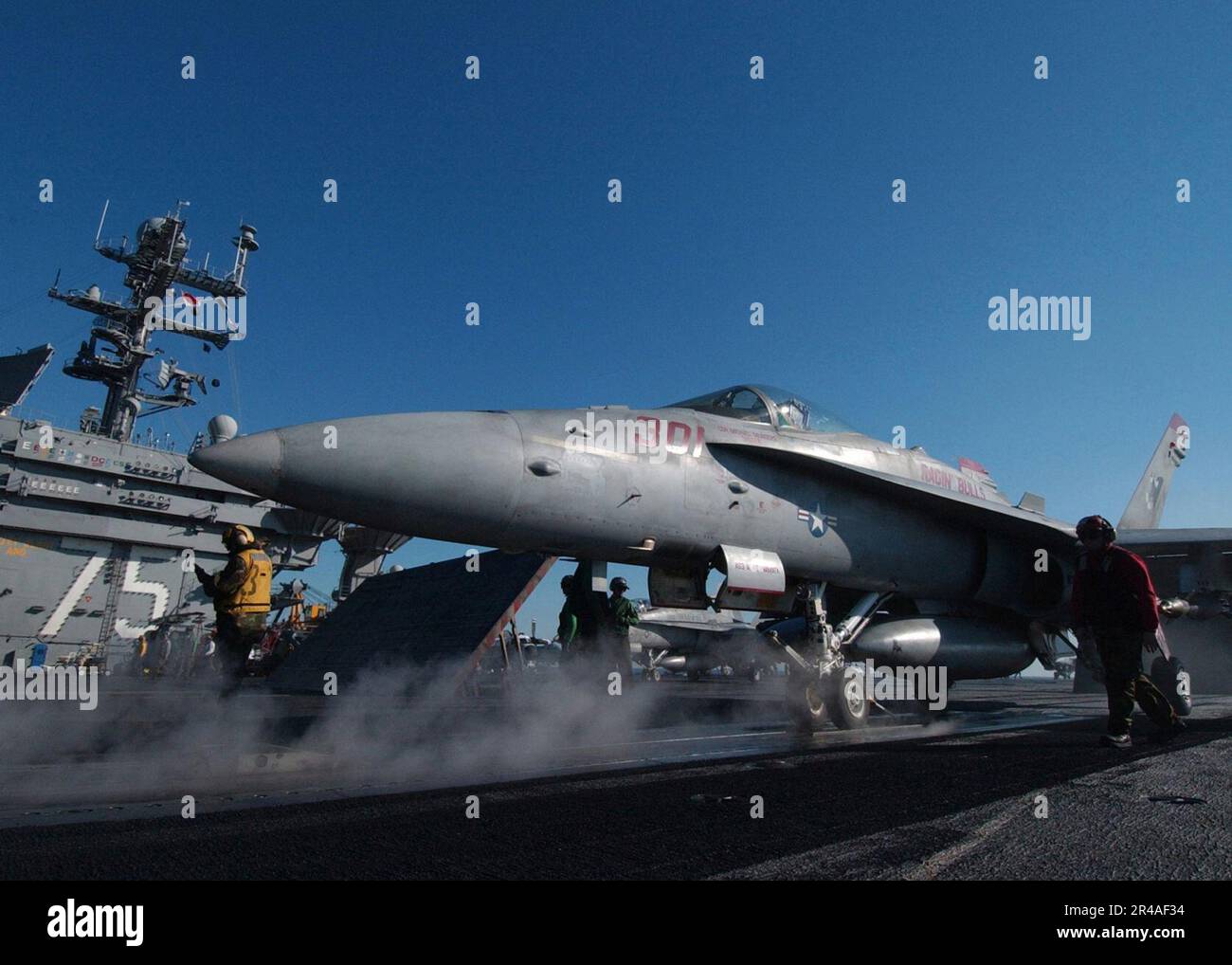 US Navy An F-A-18C Hornet, assigned to the Bulls of Strike Fighter ...
