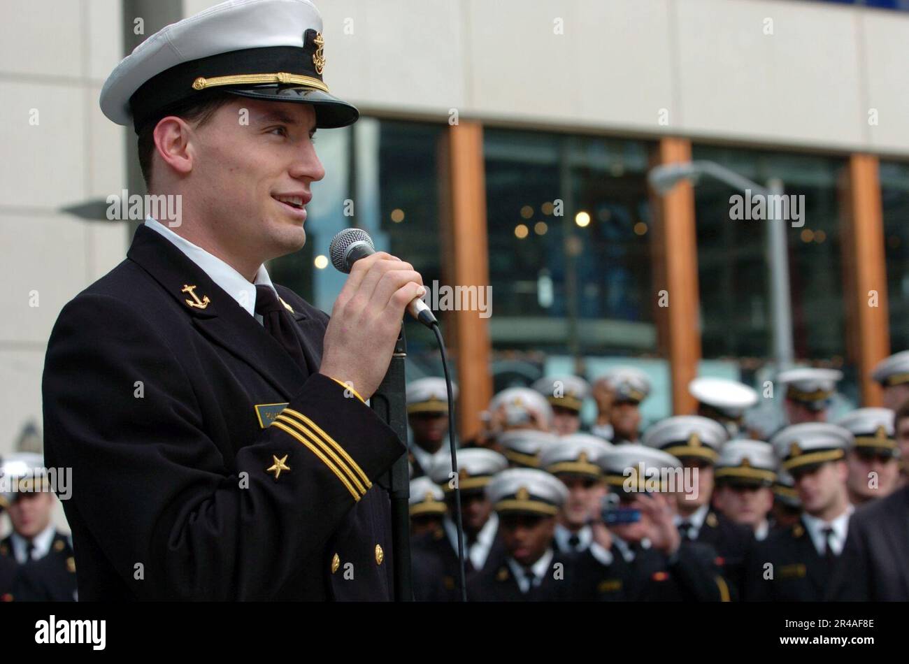 US Navy U.S. Naval Academy Midshipman 1st Class delivers remarks during ...