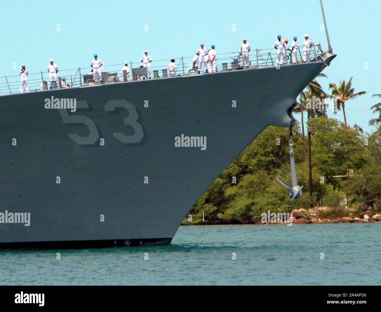 US Navy Sailors aboard the Arleigh Burke-class guided missile destroyer ...