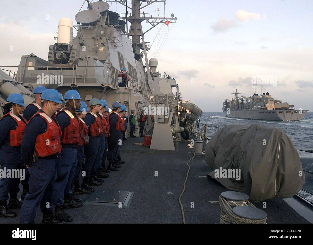 US Navy Sailors aboard the guided missile destroyer USS Benfold (DDG 65 ...