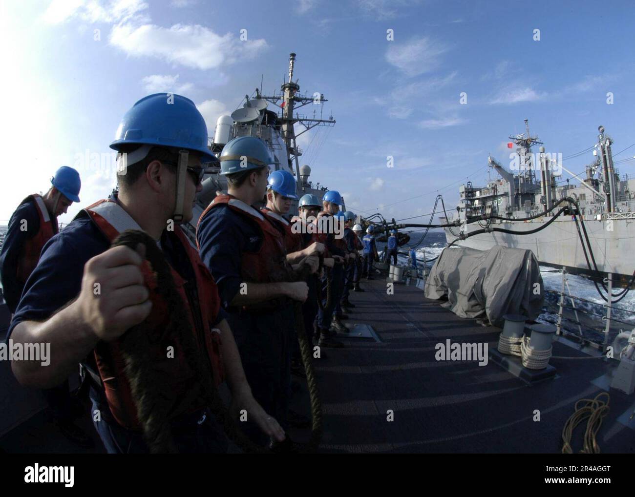 US Navy Sailors aboard the guided missile destroyer USS Benfold (DDG 65 ...