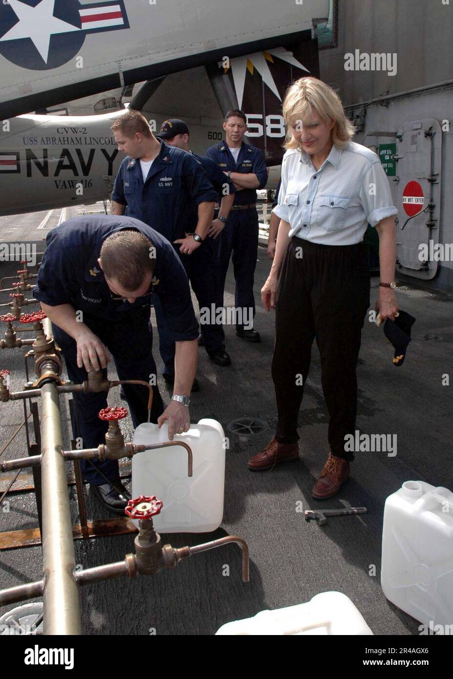 US Navy Journalist Diane Sawyer watches as Sailors aboard USS Abraham ...