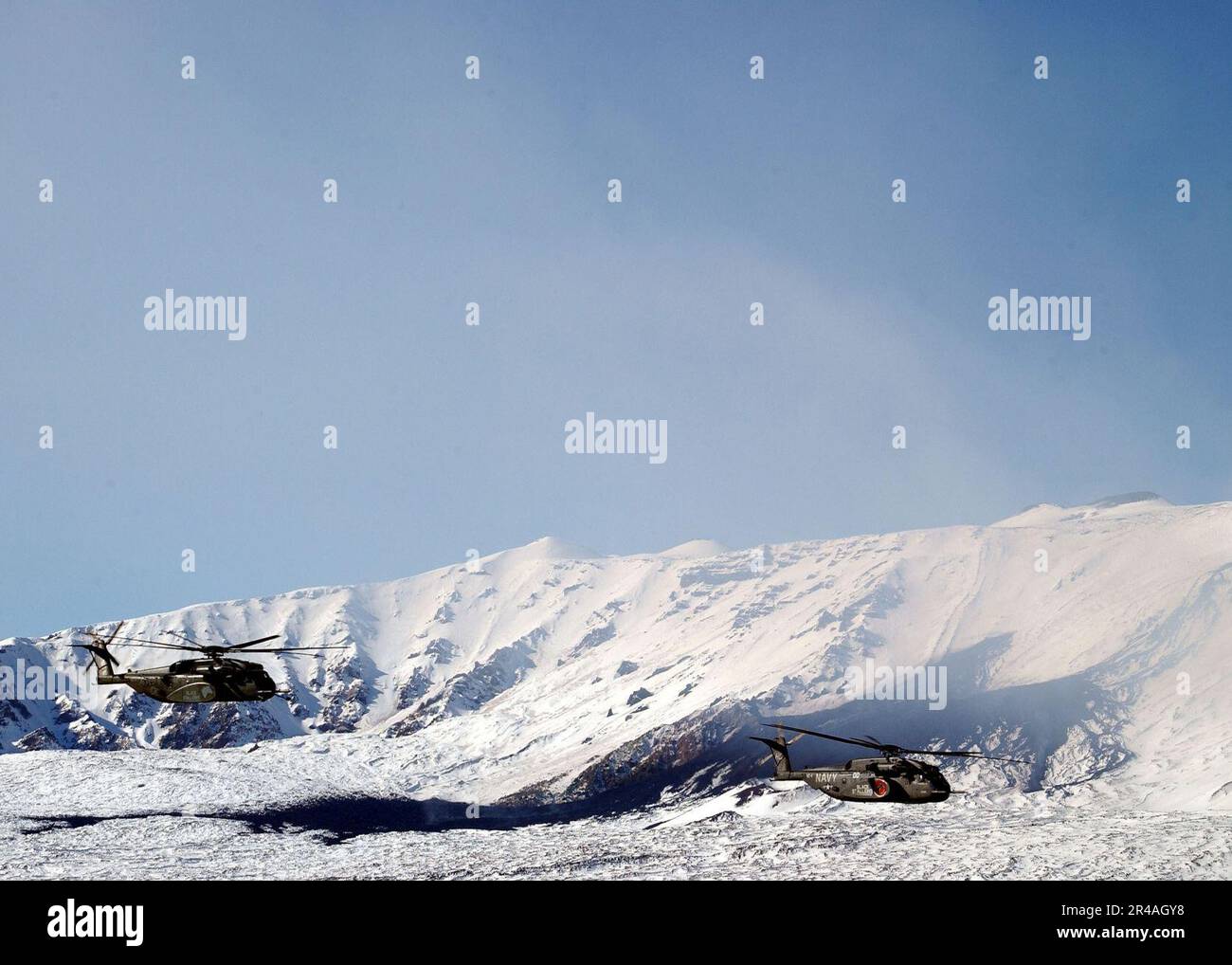 US Navy Two MH-53E Sea Dragon helicopters, assigned to the Black ...