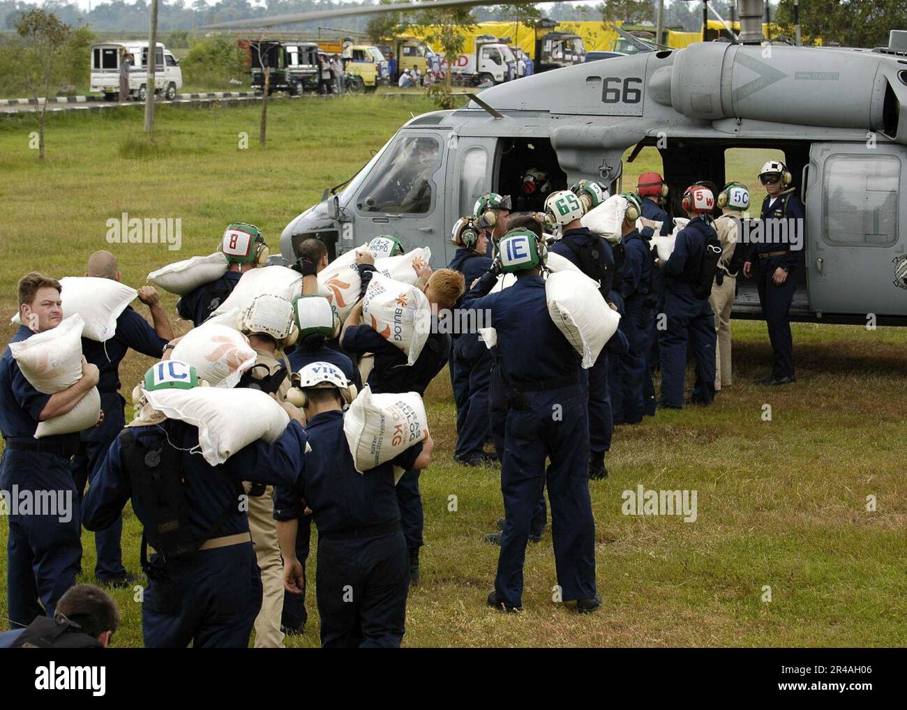 US Navy Sailors assigned to Carrier Air Wing Two (CVW-2) and USS ...