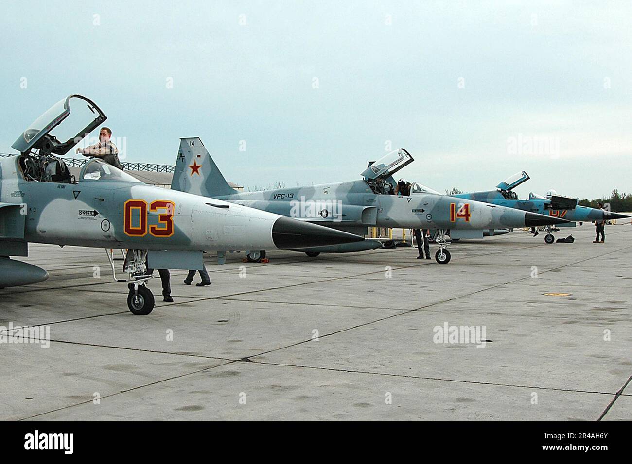 US Navy Pilots perform daily flight checks on their F-5E-F Tiger ...
