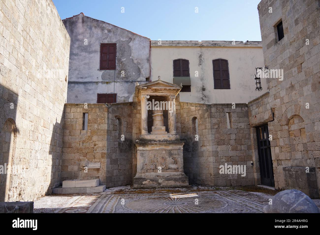 Ancient, historical artifacts in the courtyard of the archaeological ...