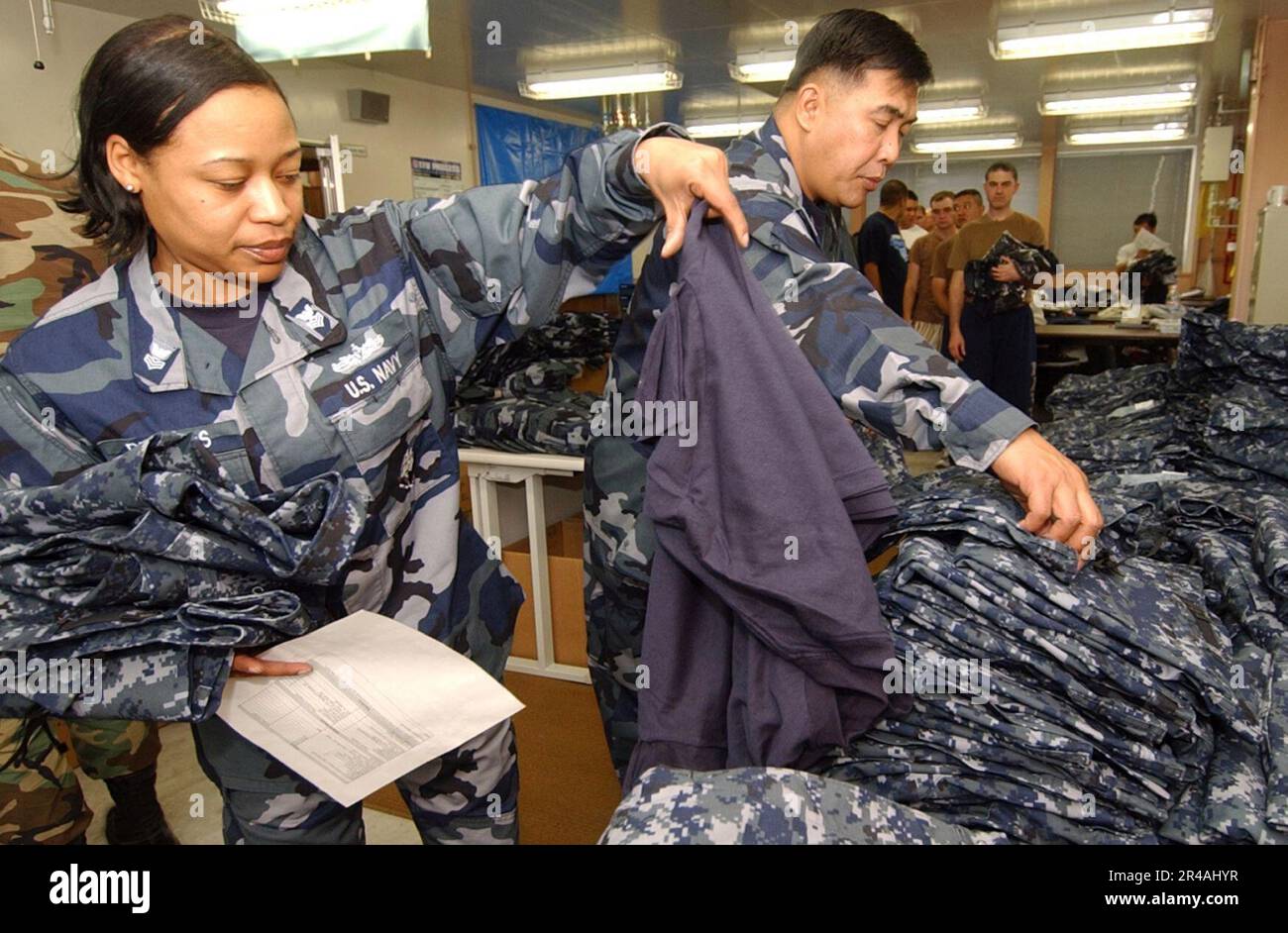 US Navy Yeoman 1st Class left, assigned to the Administration ...