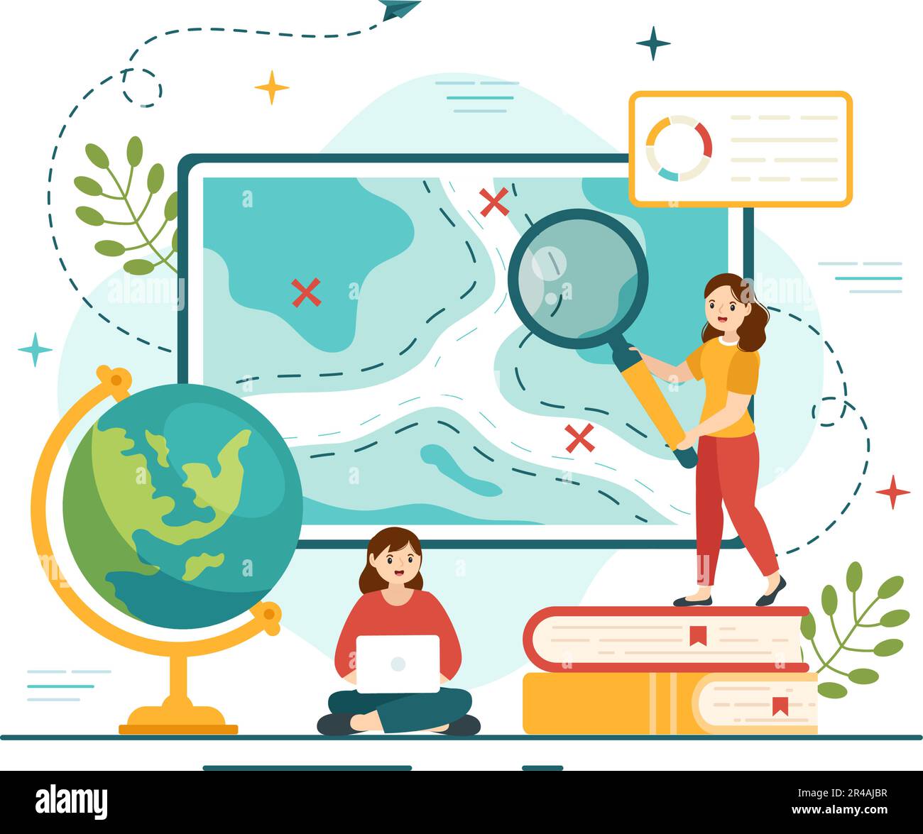 Geologist Vector Illustration with Soil Analysis and Features of the ...