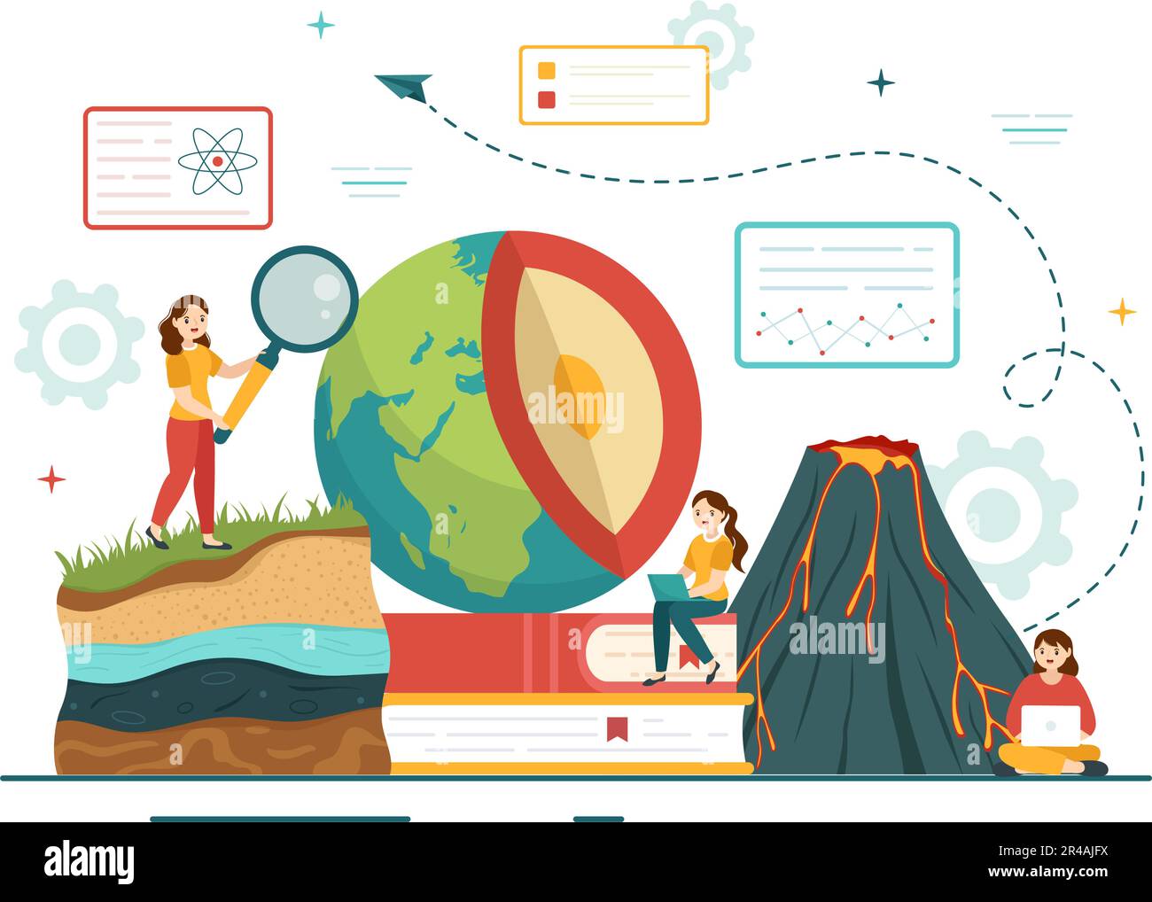 Geologist Vector Illustration with Soil Analysis and Features of the ...
