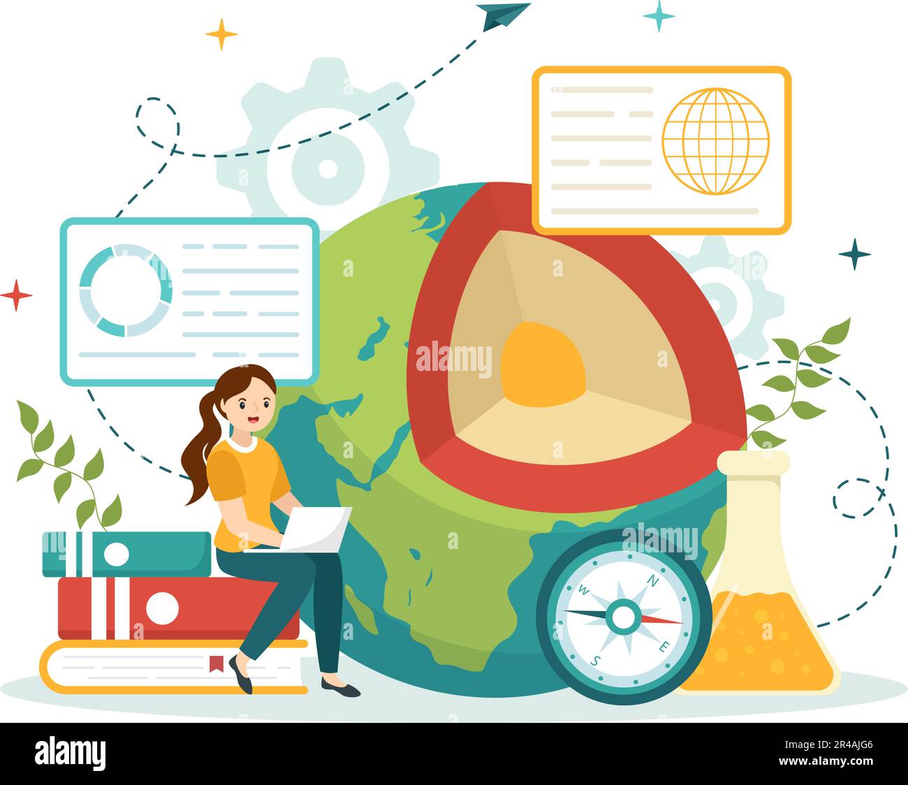 Geologist Vector Illustration with Soil Analysis and Features of the ...