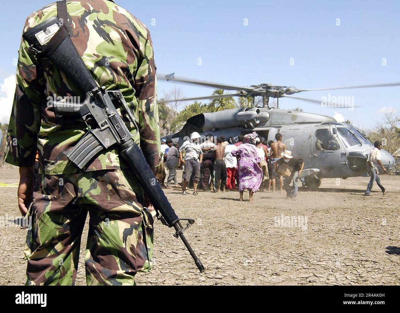 US Navy A member of the Indonesian Armed Forces stands at the landing ...