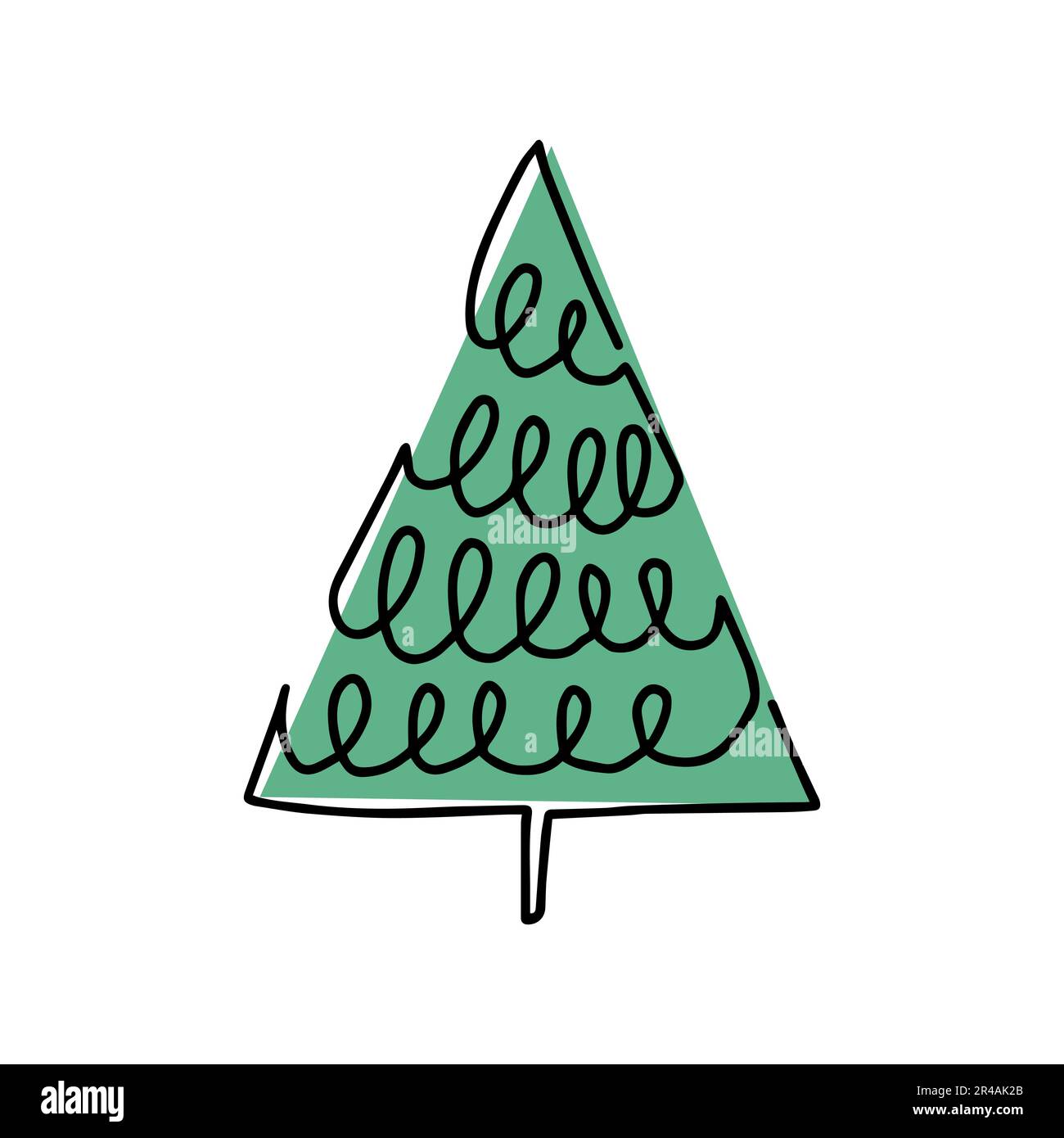 Green Christmas pine fir tree. Continuous one line drawing. Vector ...