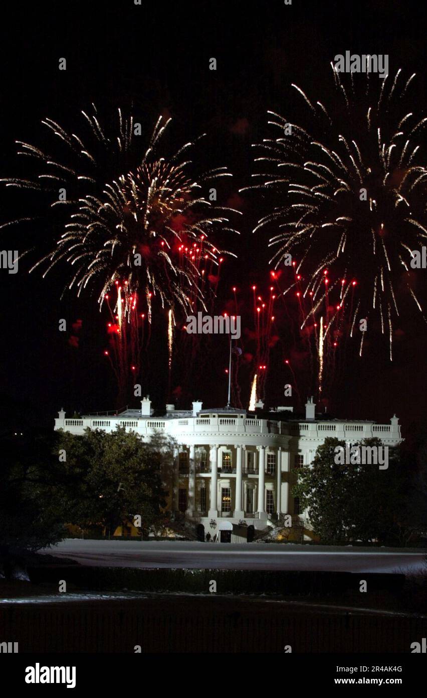 US Navy Fireworks explode over the White House on the eve of President ...