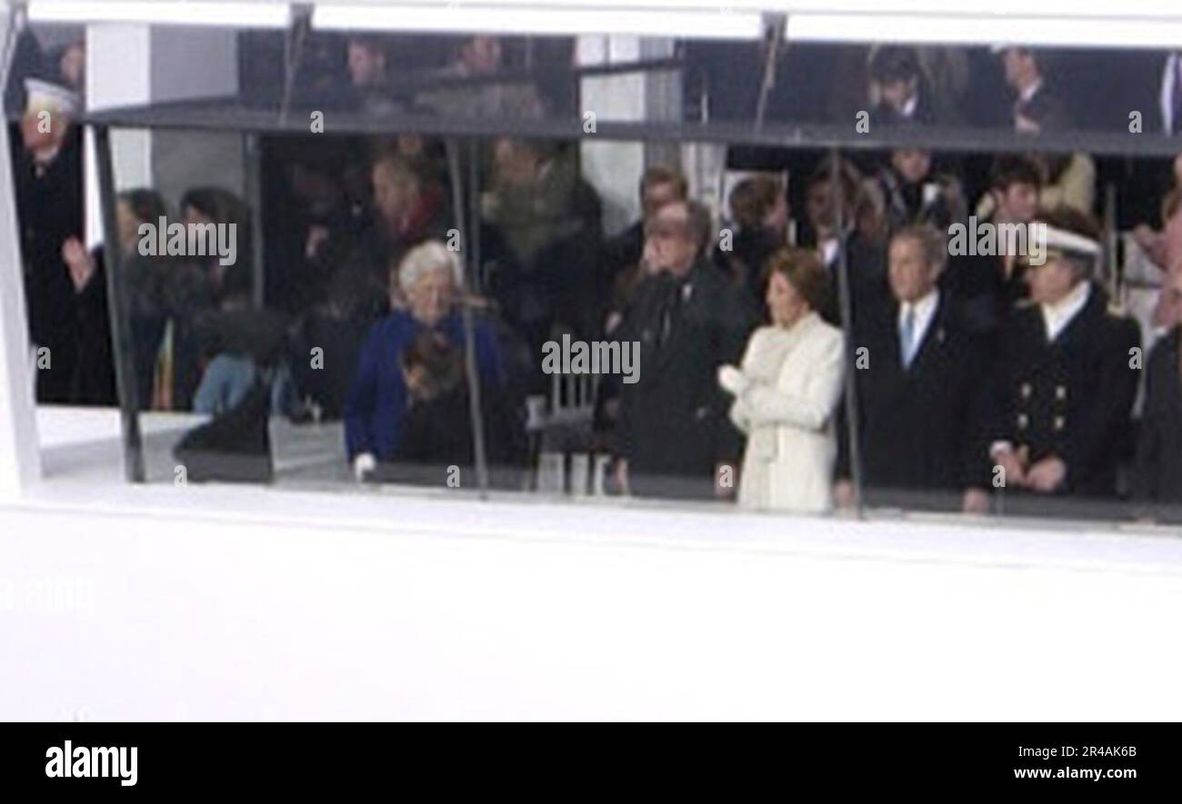 US Navy he U.S. Navy Honor Guard marches past President George W. Bush ...