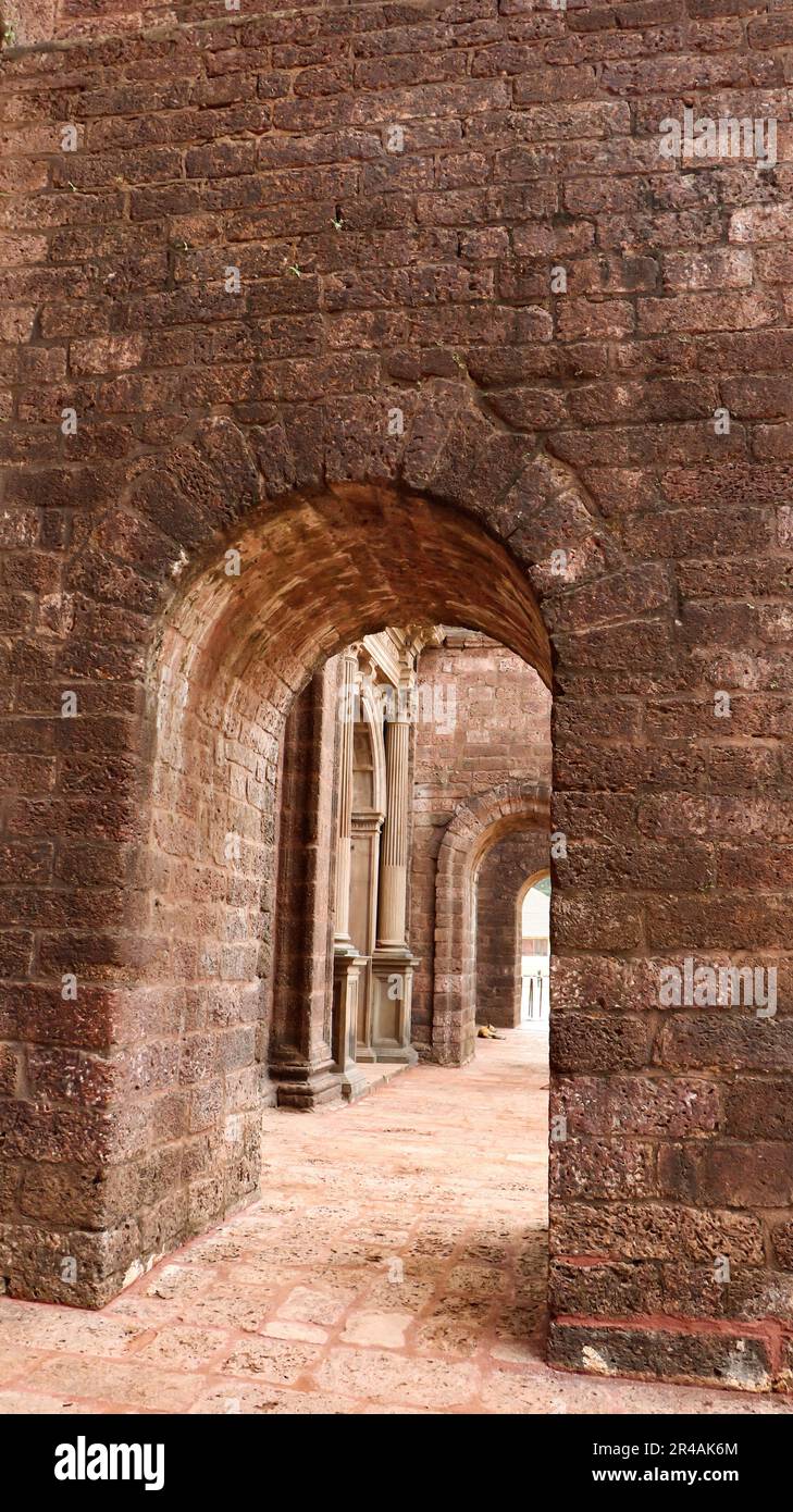 A traditional brick archway in a brick wall of an aged structure Stock ...