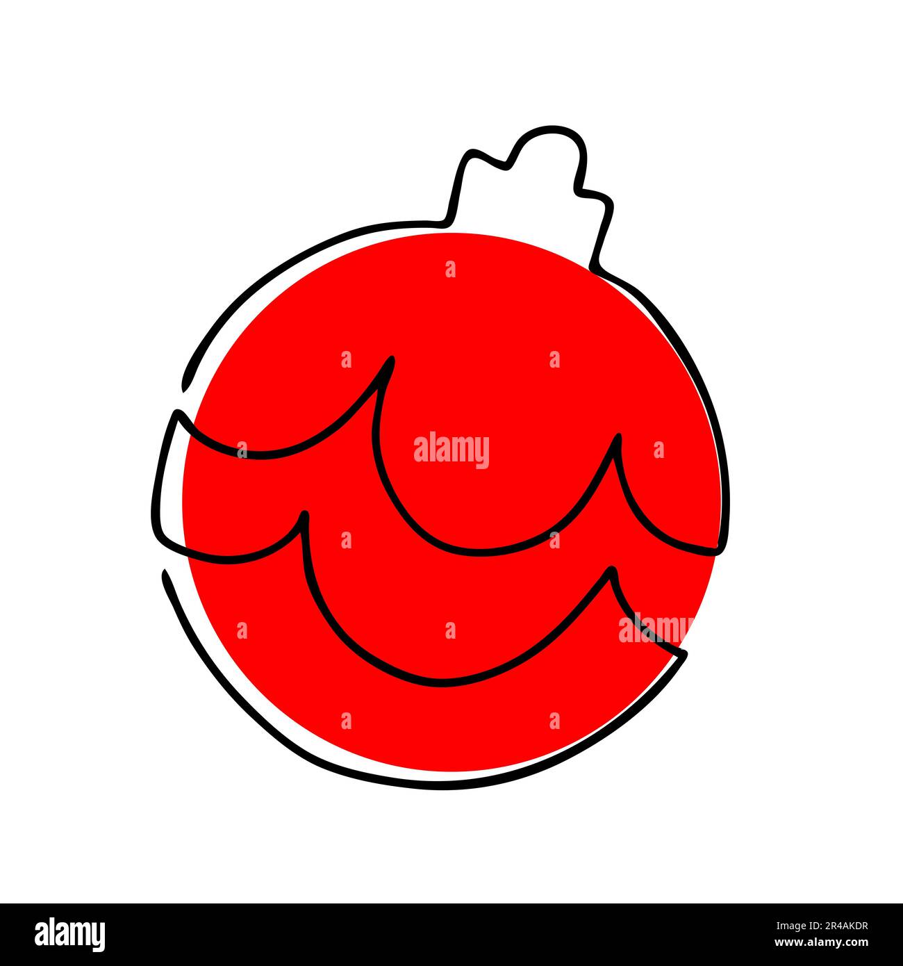 Continuous one line drawing of red Christmas tree toy ball. Vector ESP ...