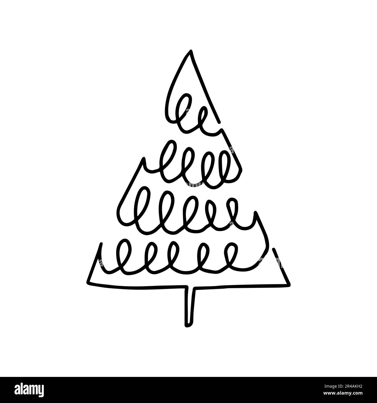 Green Christmas pine fir tree. Continuous one line drawing. Vector ...