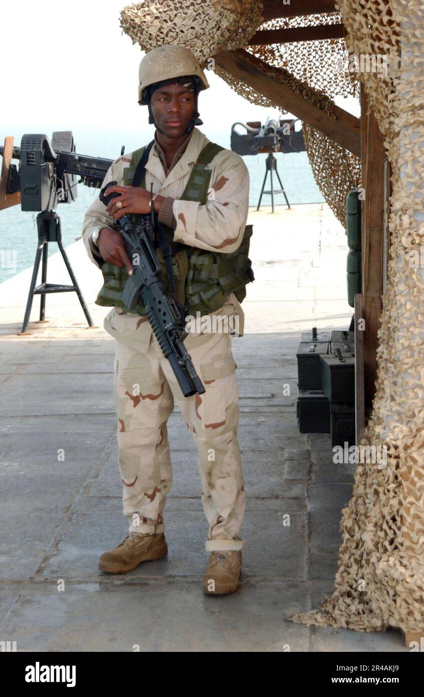 US Navy A Sailor assigned to Mobile Security Force Detachment Two Two ...