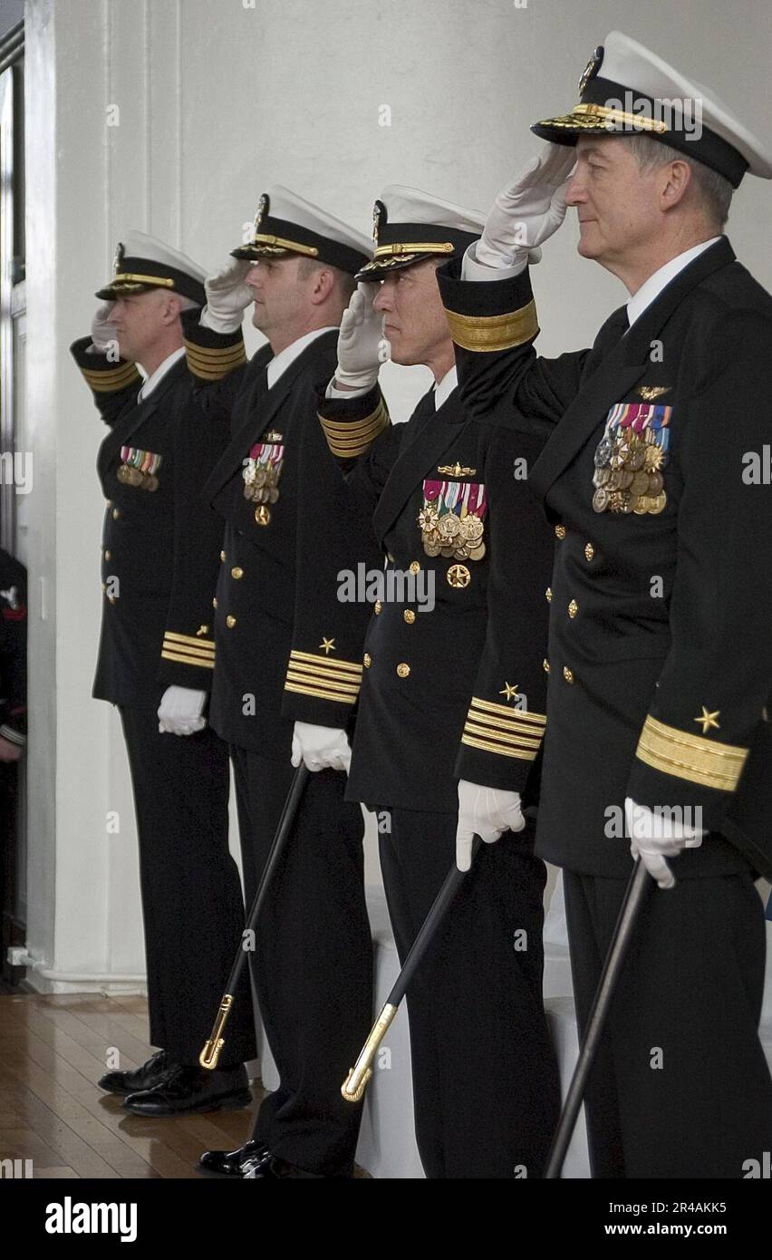 US Navy Salute the colors as the National Anthems of Japan and the ...