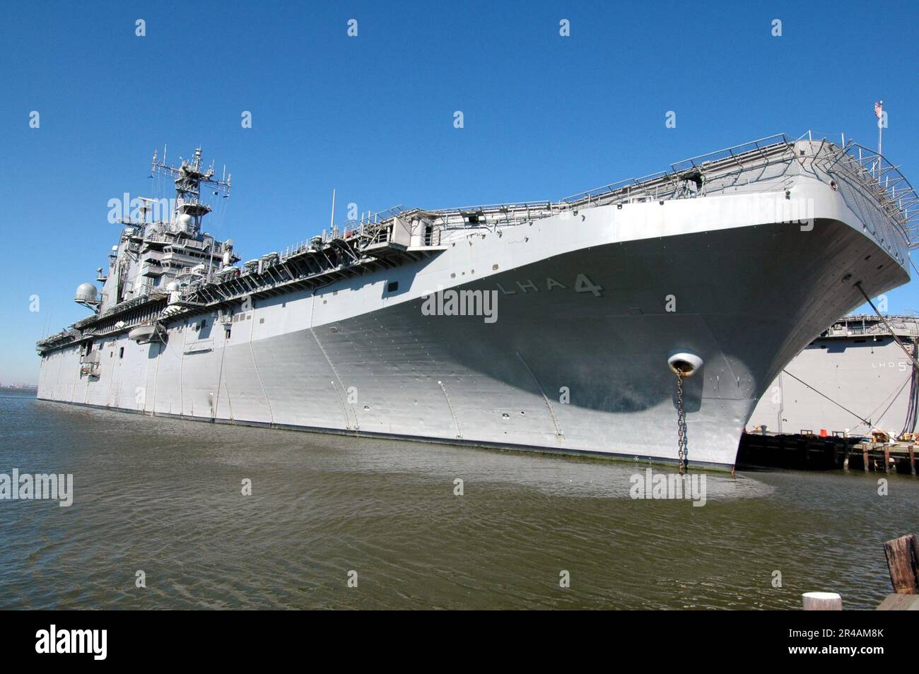 US Navy he amphibious assault ship USS Nassau (LHA 4) sits moored in ...