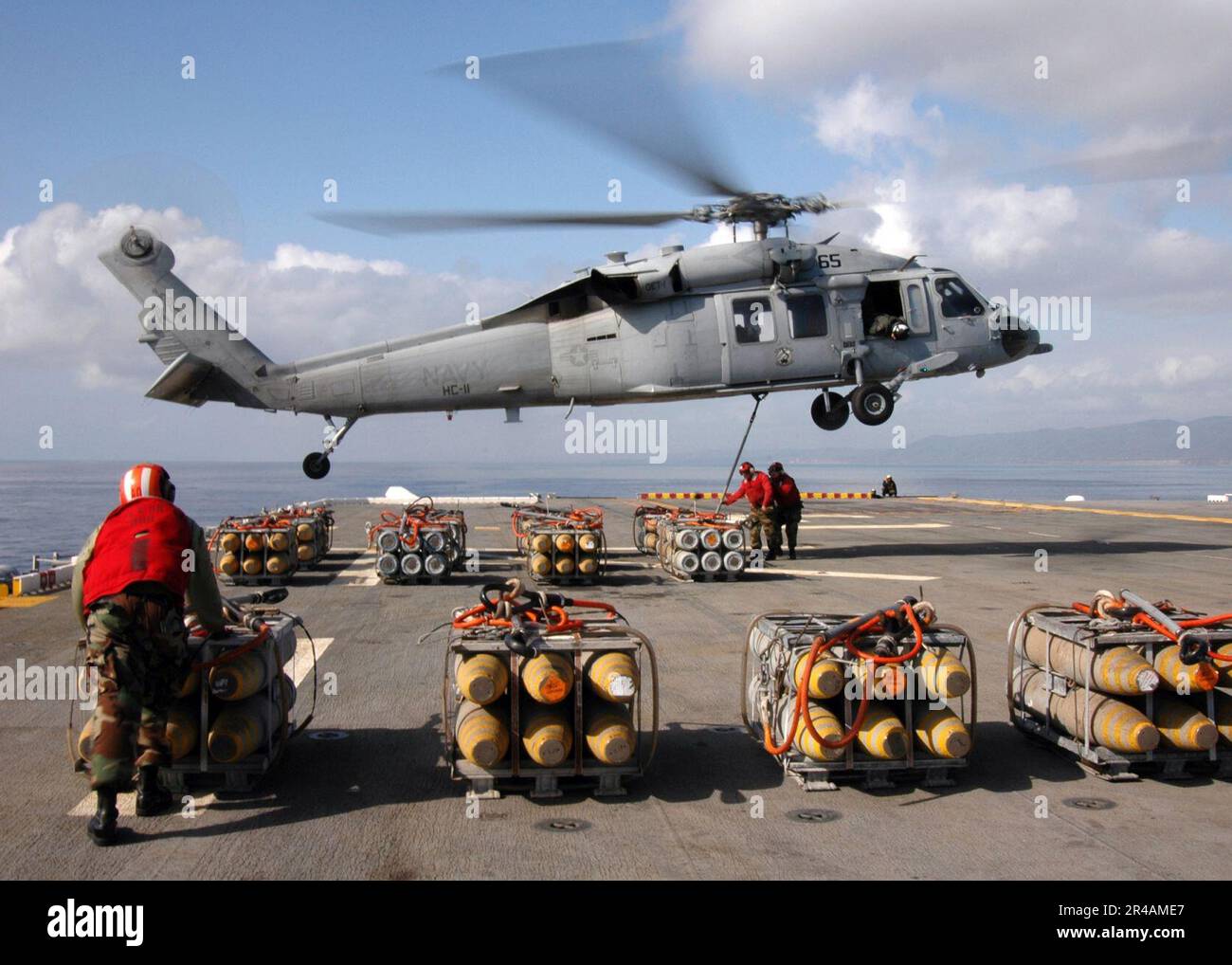 US Navy An MH-60S Seahawk helicopter prepares for departure from the ...