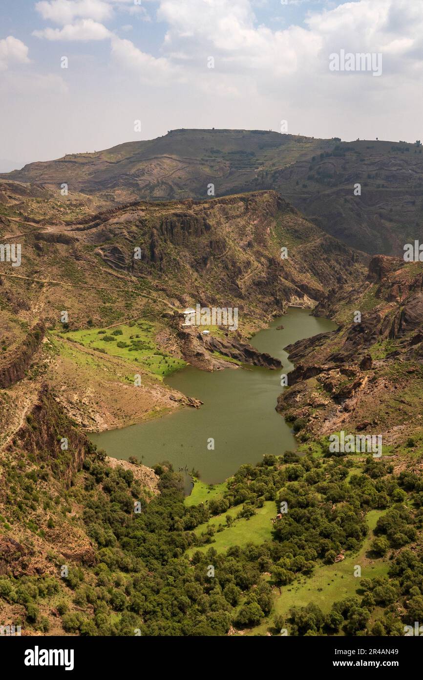 Aerial view of a majestic canyon, showing the rugged, rock-filled ...