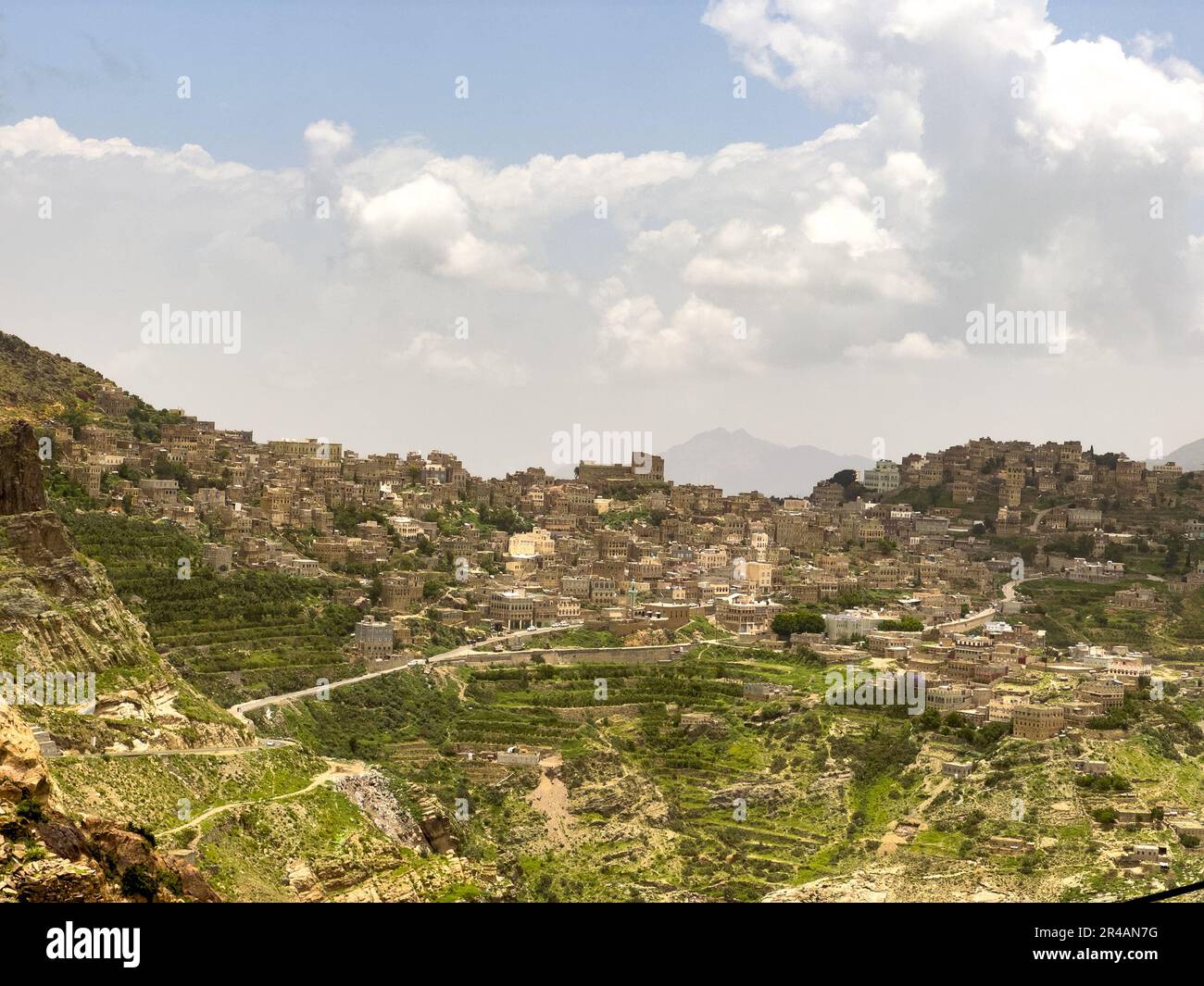 A stunning mountain village in rural Yemen, featuring traditional ...