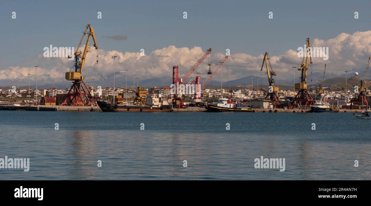 Heraklion, Crete, Greece. 2023. Panoramic waterfront view of the Port ...