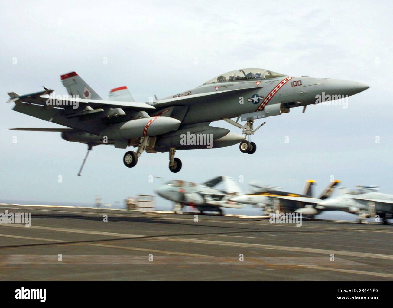 US Navy An F-A-18F Super Hornet, assigned to the Diamondbacks of Strike Fighter Squadron One ...
